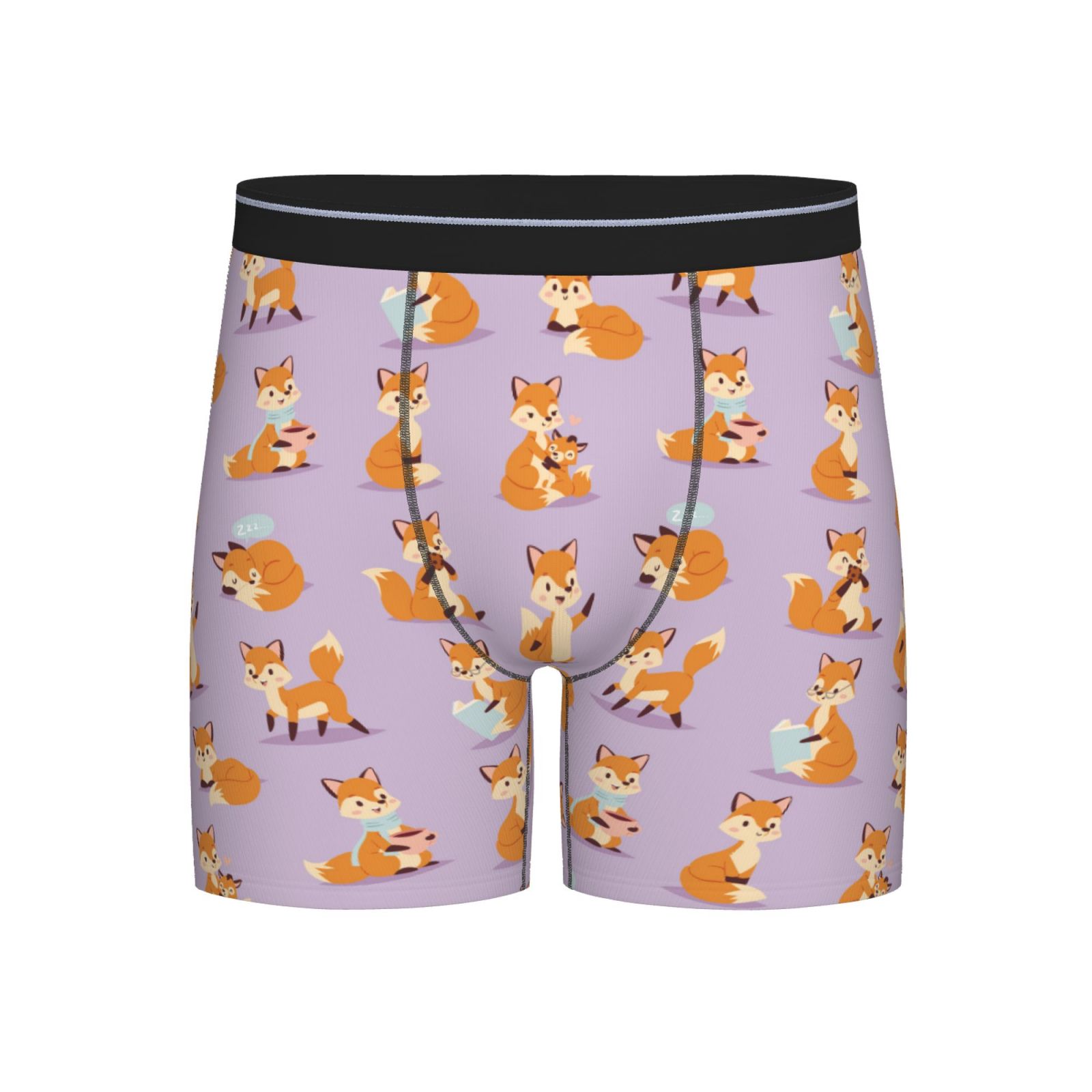 Mens Underwear, Fox Print Mauve Mens Underwear Boxer Briefs, Soft ...