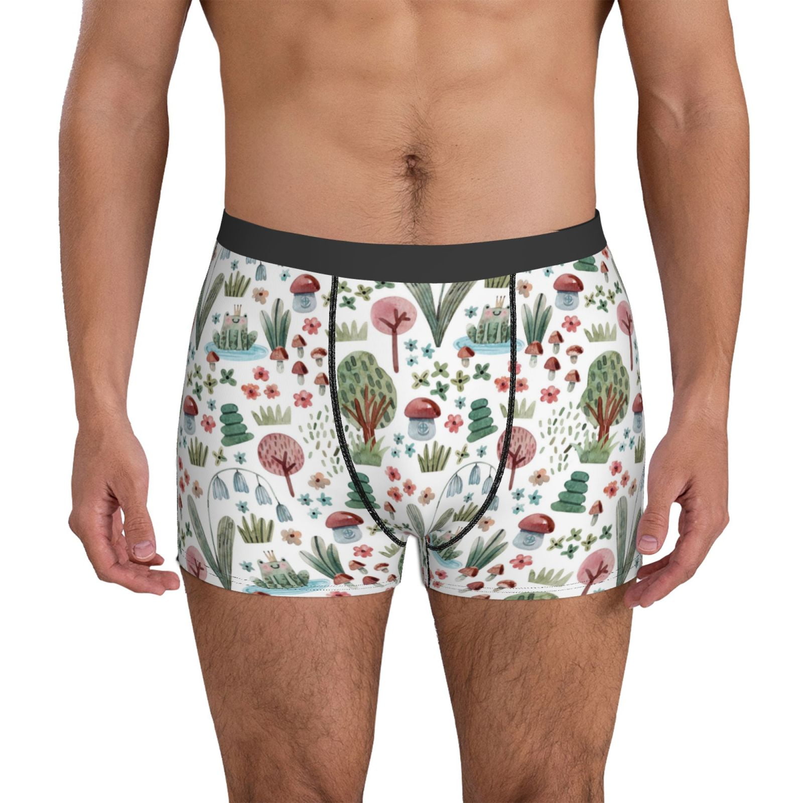 Mens Underwear, Frog and Forest Plants Sexy Mens Underwear Boxer Briefs ...