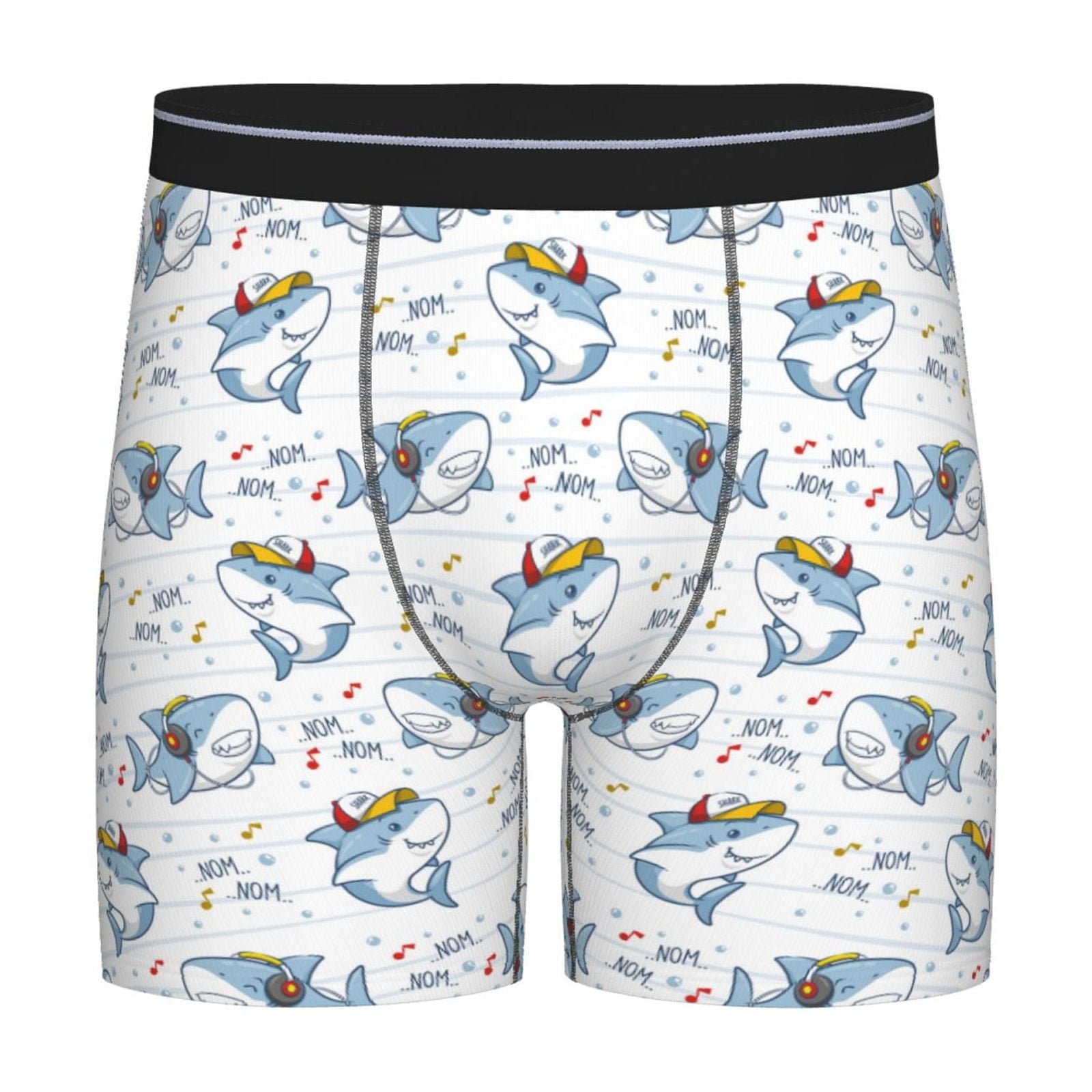 Mens Underwear, Funny Cartoon Shark Happy Mens Underwear Boxer Briefs ...