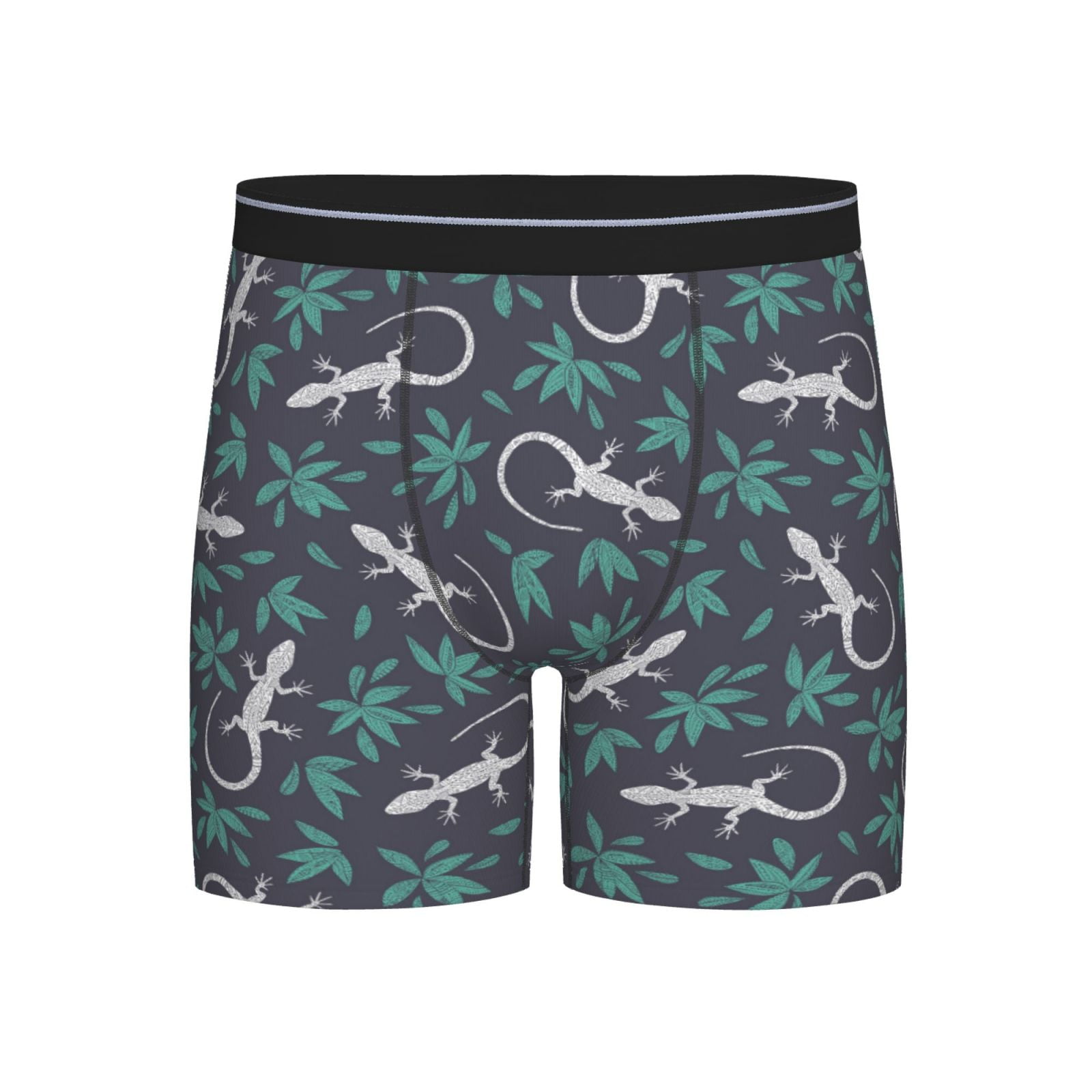 Mens Underwear, Gecko Lizard Leaves Green Mens Underwear Boxer Briefs ...