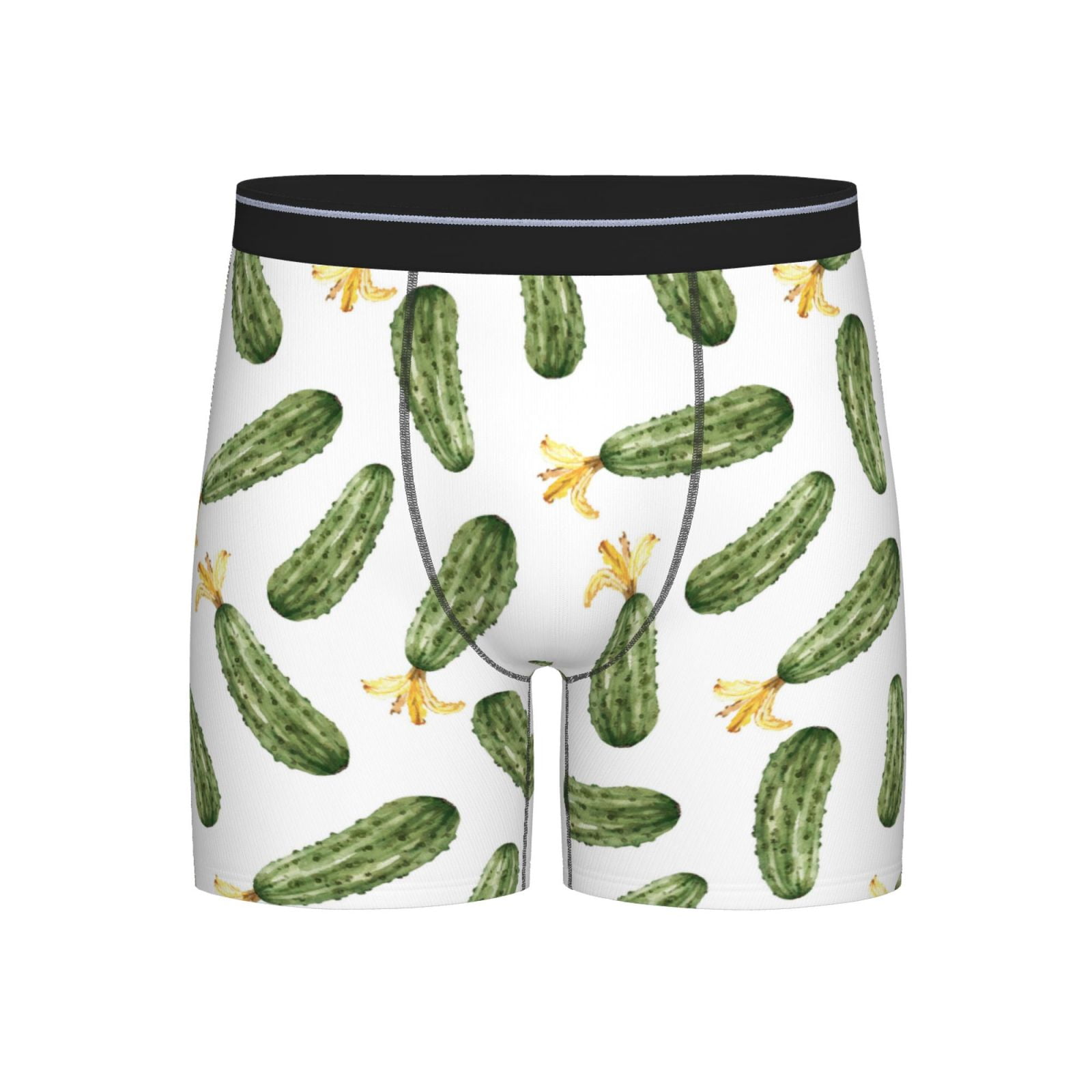 Mens Underwear, Green Cucumber Print Mens Underwear Boxer Briefs, Soft ...
