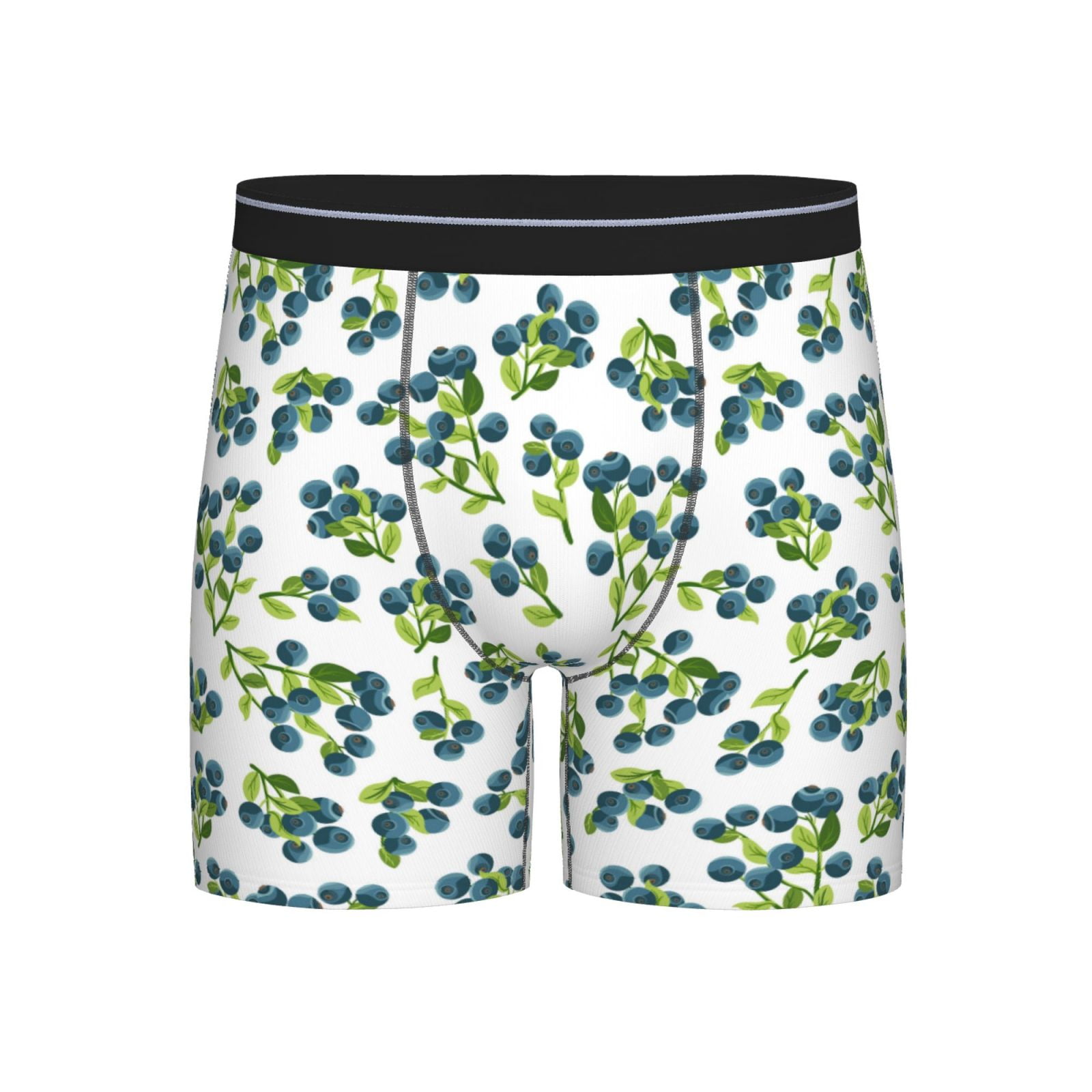 Mens Underwear, Green Leaf Blueberry Mens Underwear Boxer Briefs, Soft ...