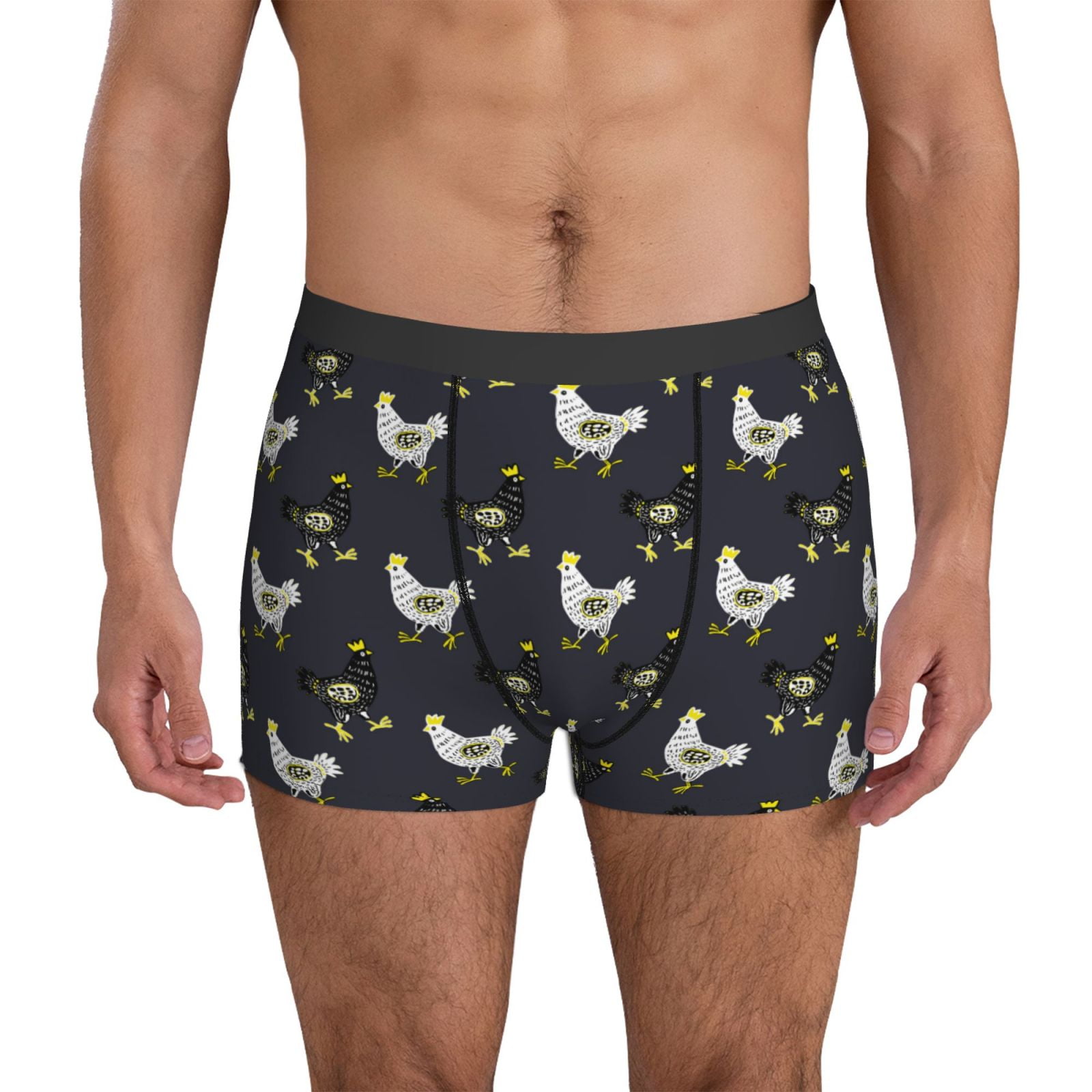 Mens Underwear - Hand Drawn Funny Chicken Black Breathable Stretch ...