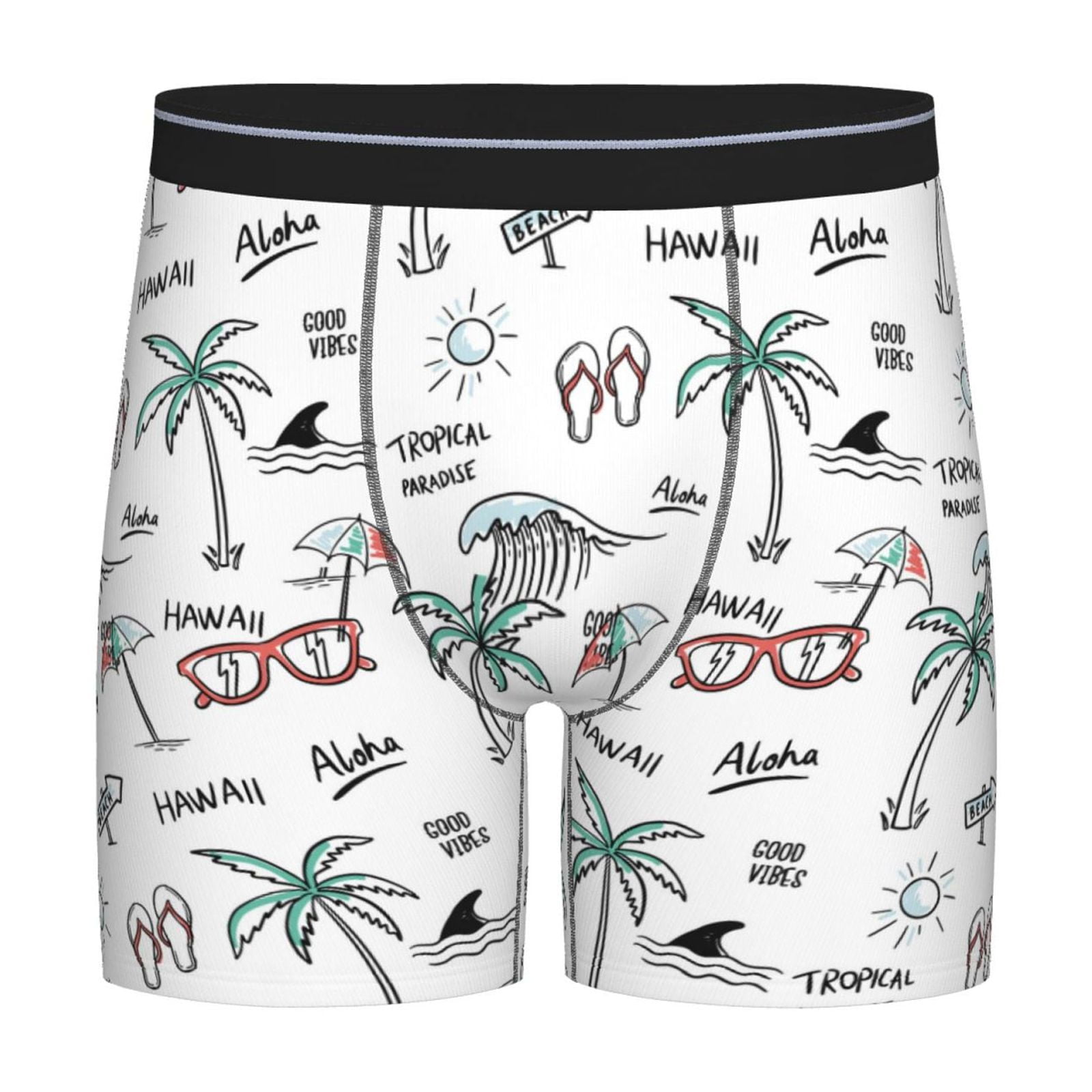 Mens Underwear, Hawaii Palm Trees Flip Flops Mens Underwear Boxer ...