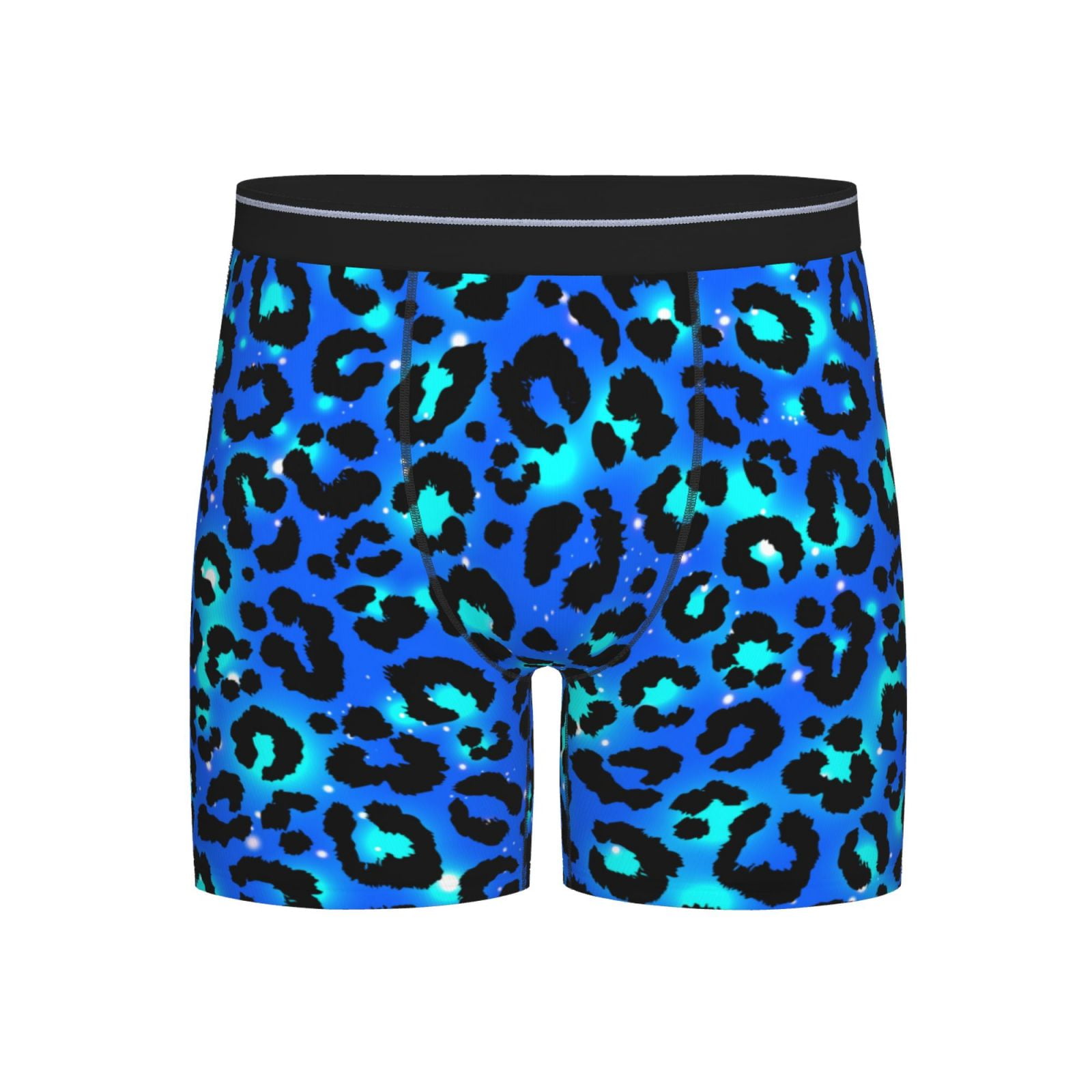 Mens Underwear, Light Blue Leopard Print Mens Underwear Boxer Briefs ...