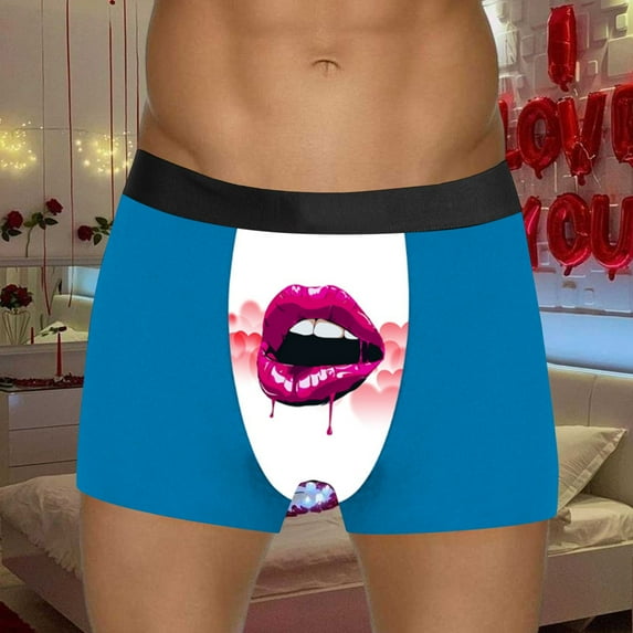 Mens Underwear Lips Print Loose Stretch Ventilate Moisture Wicking ...