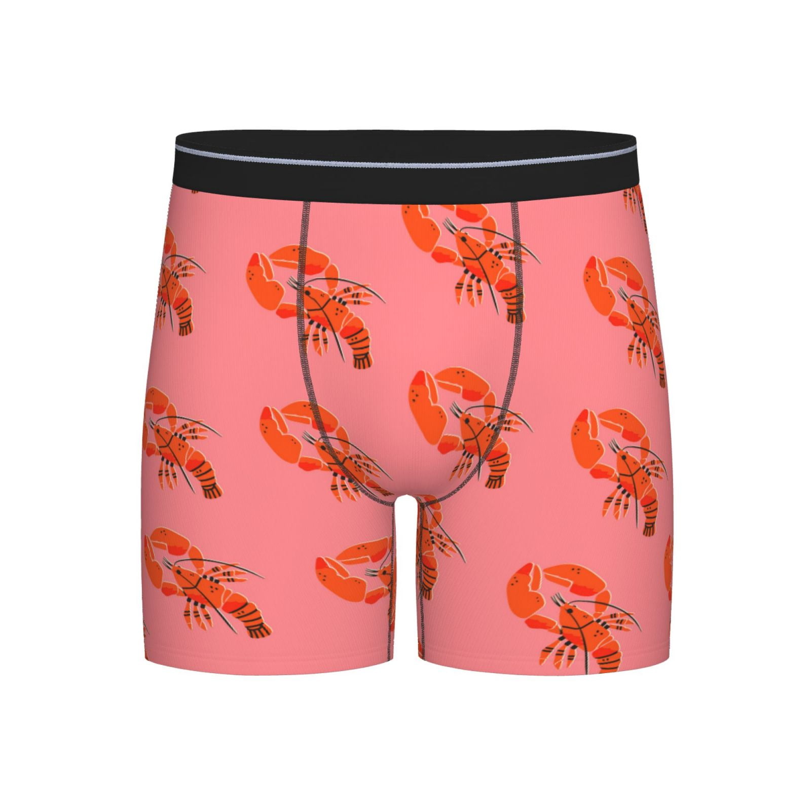 Mens Underwear, Lobster Print Red Mens Underwear Boxer Briefs, Soft ...