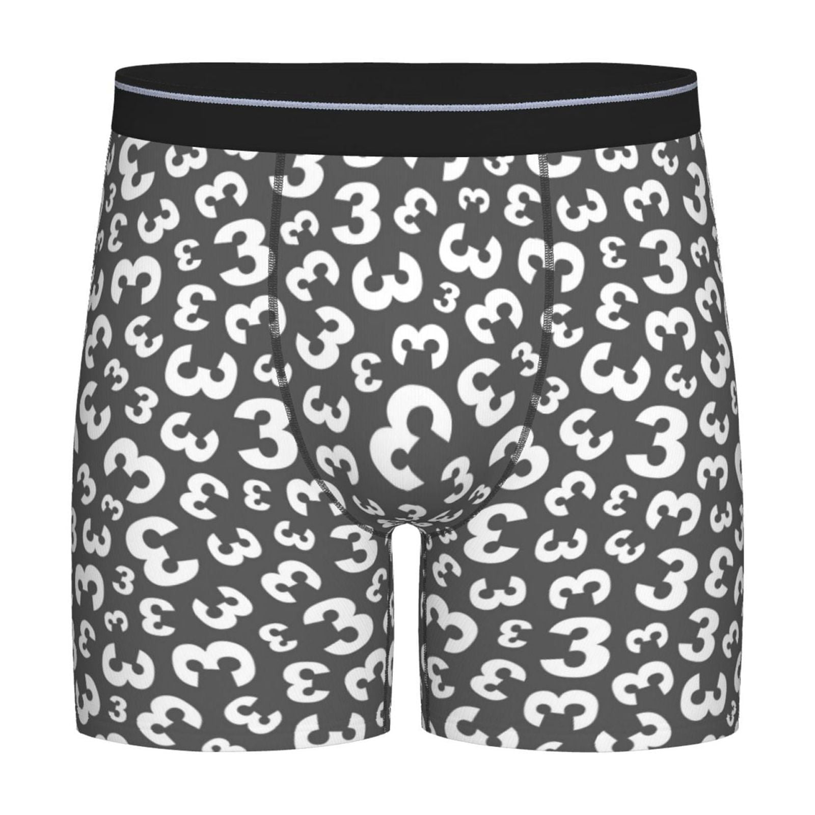 Mens Underwear, Math Number 3 Print Mens Underwear Boxer Briefs, Soft ...