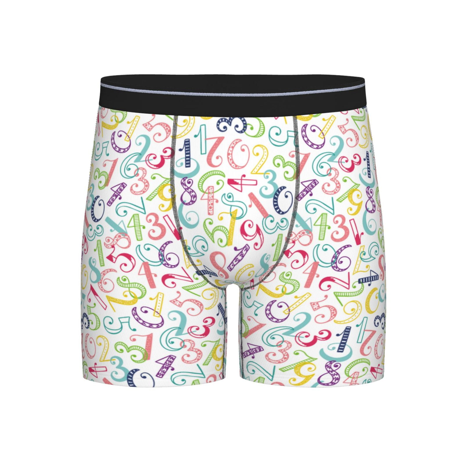 Mens Underwear, Numbers Math Color Mens Underwear Boxer Briefs, Soft ...