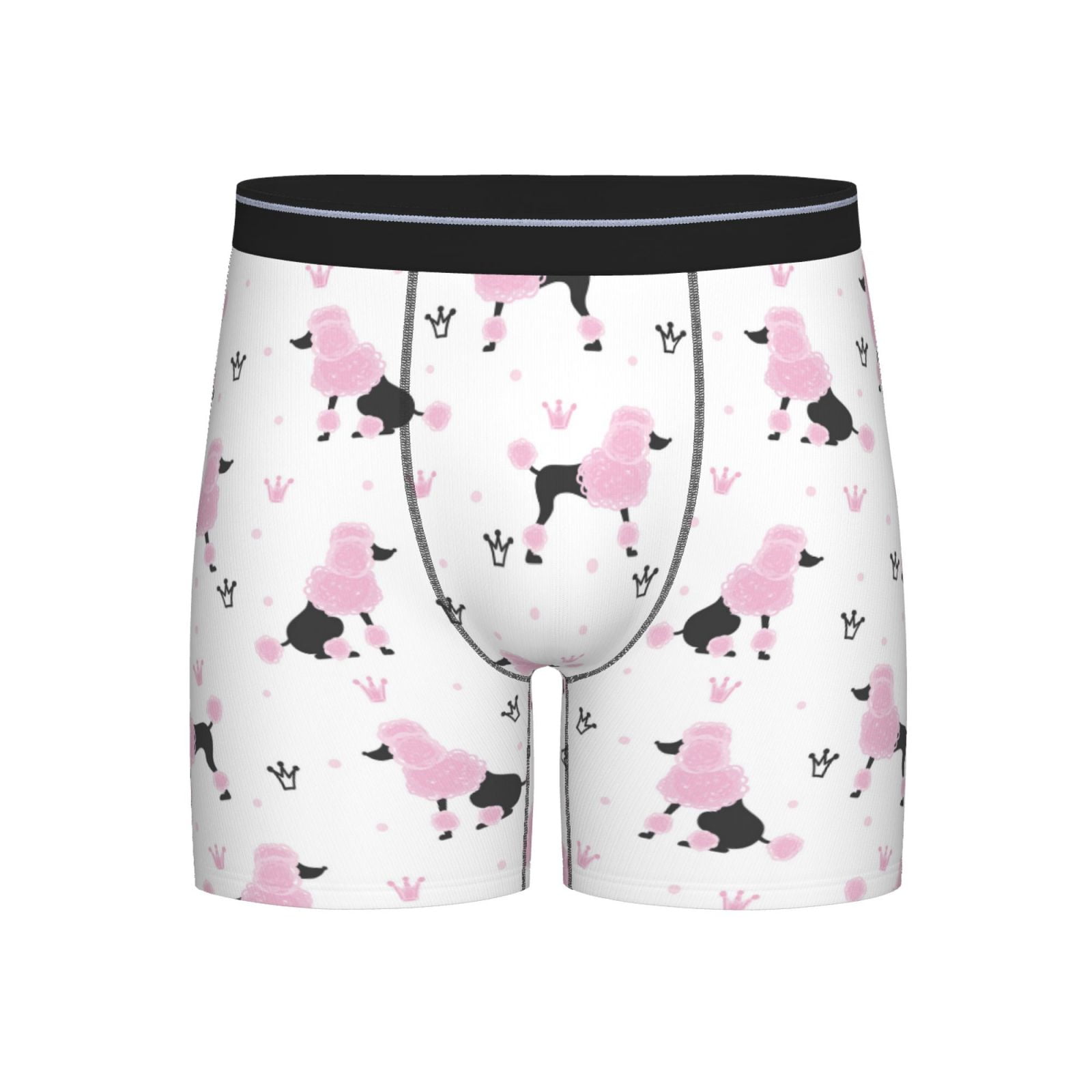 Mens Underwear, Pink Cute Poodle Dog Crown Mens Underwear Boxer Briefs ...