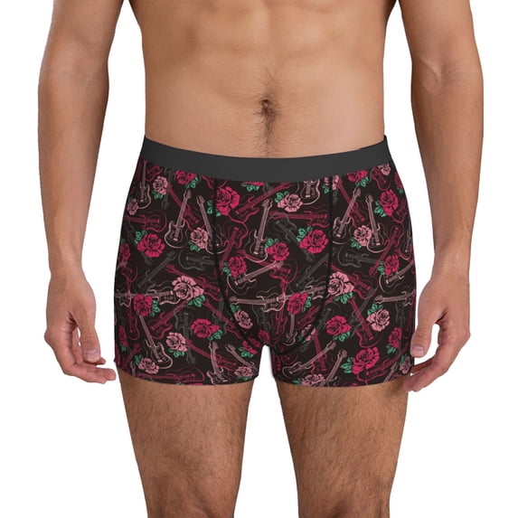 Mens Underwear, Pink Red Carnations Flowers Guitar Sexy Mens Underwear ...