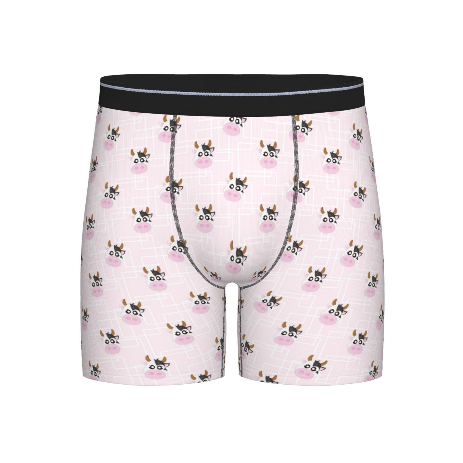 Mens Underwear, Plaid Cartoon Cute Bull Head Pink Mens Underwear Boxer ...