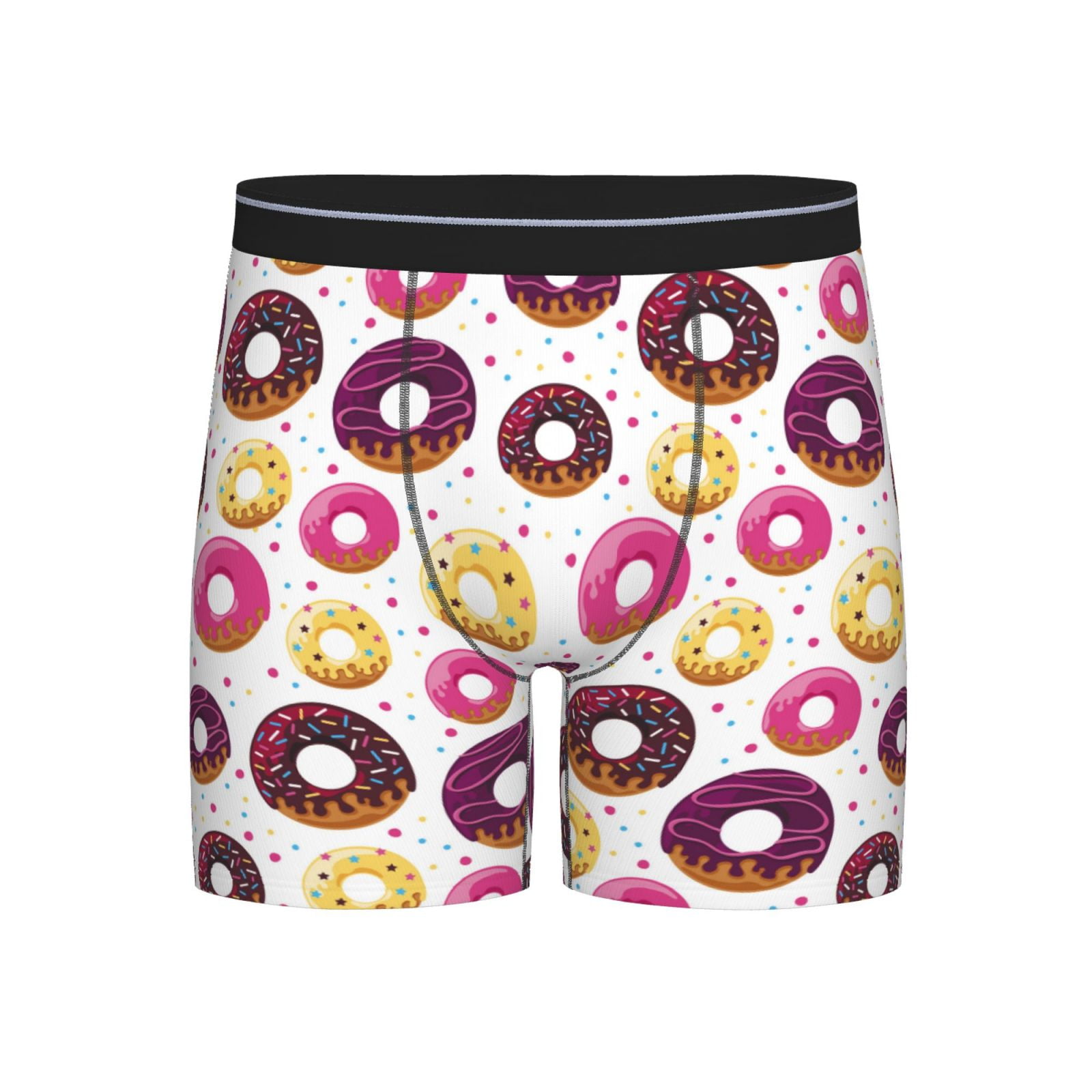 Mens Underwear, Purple Yellow Donut Print Mens Underwear Boxer Briefs ...