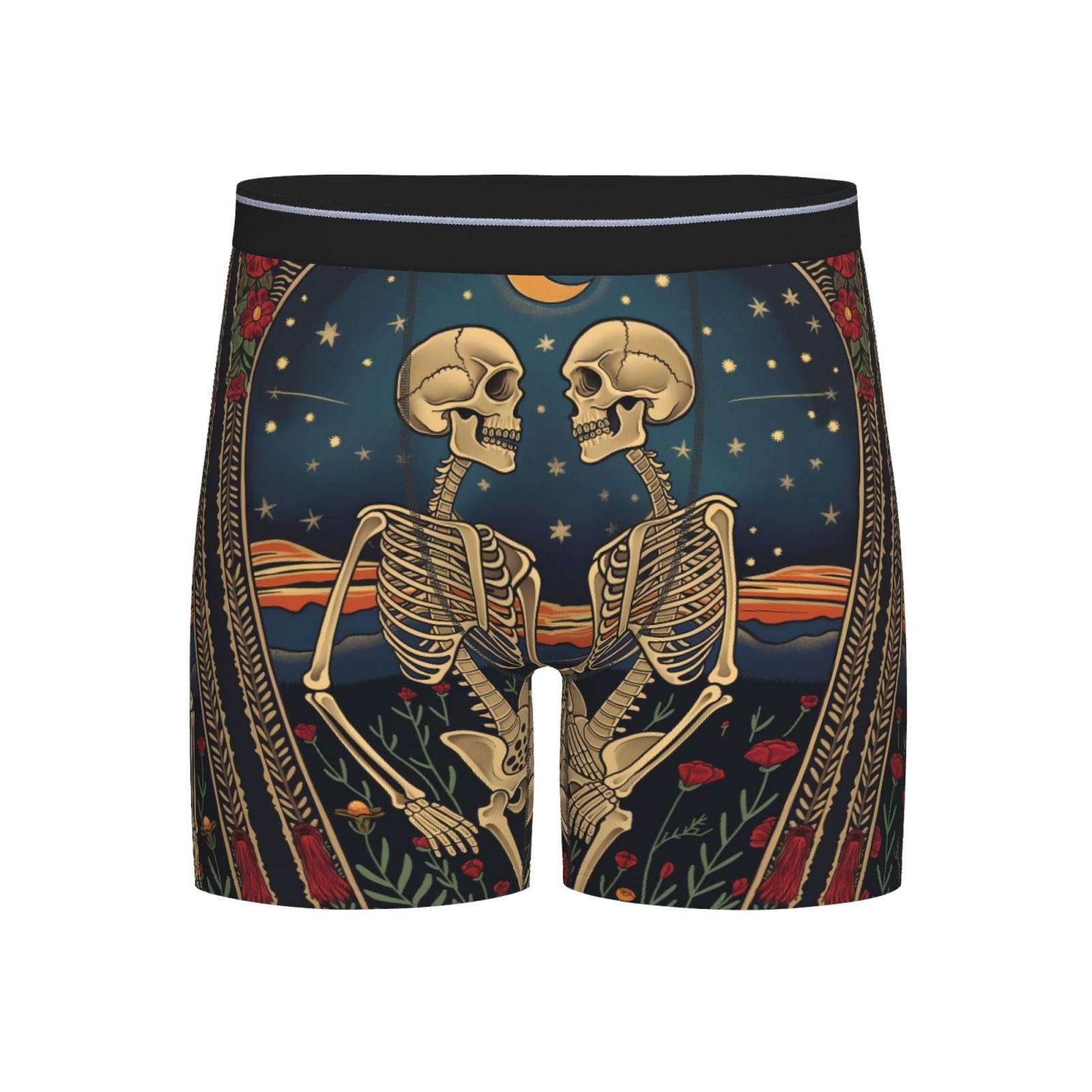Mens Underwear, Romantic Skeletons Under Moon Mens Underwear Boxer ...