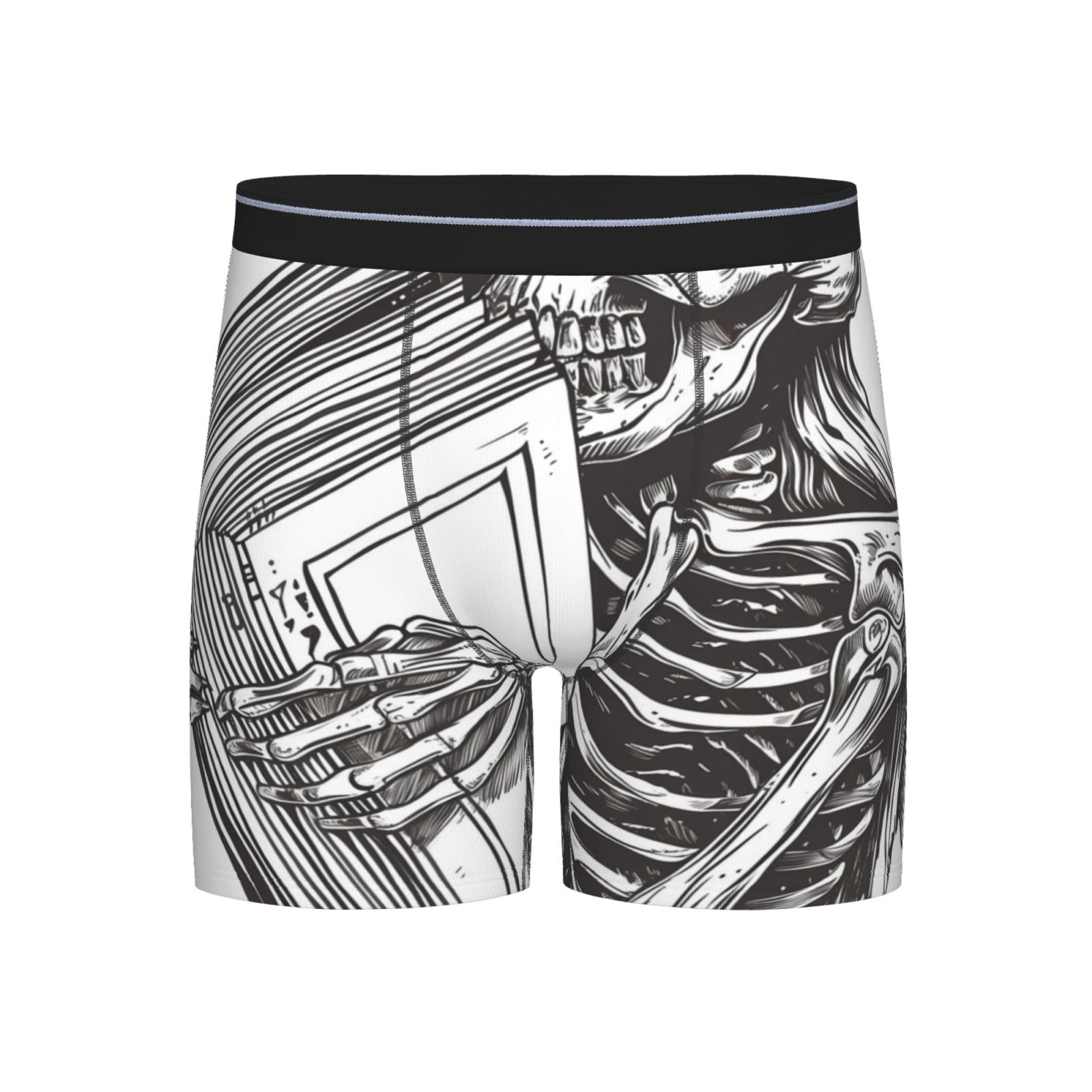 Mens Underwear, Skeleton Book Lover Mens Underwear Boxer Briefs, Soft ...