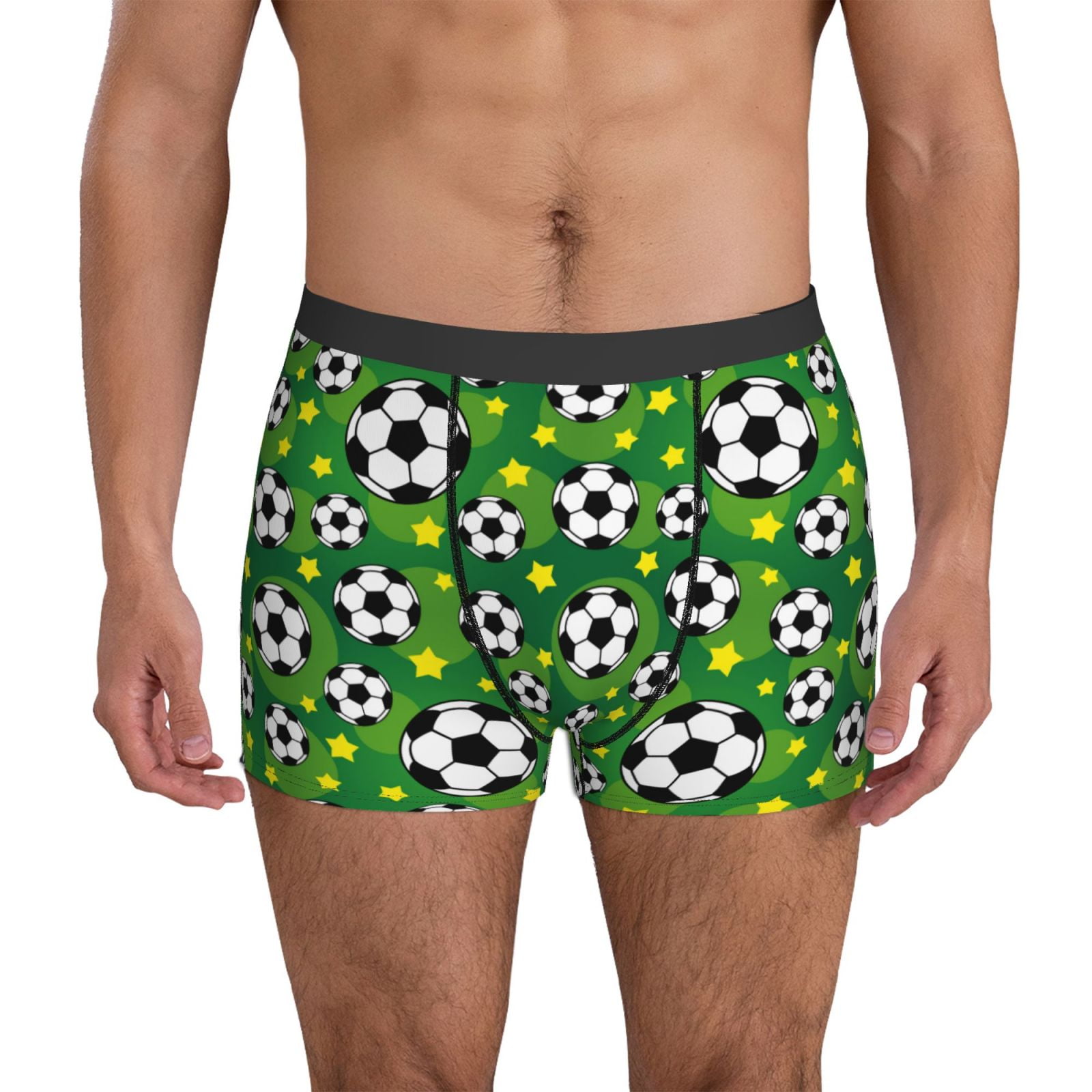 Mens Underwear - Soccer Ball golden star green Breathable Stretch ...