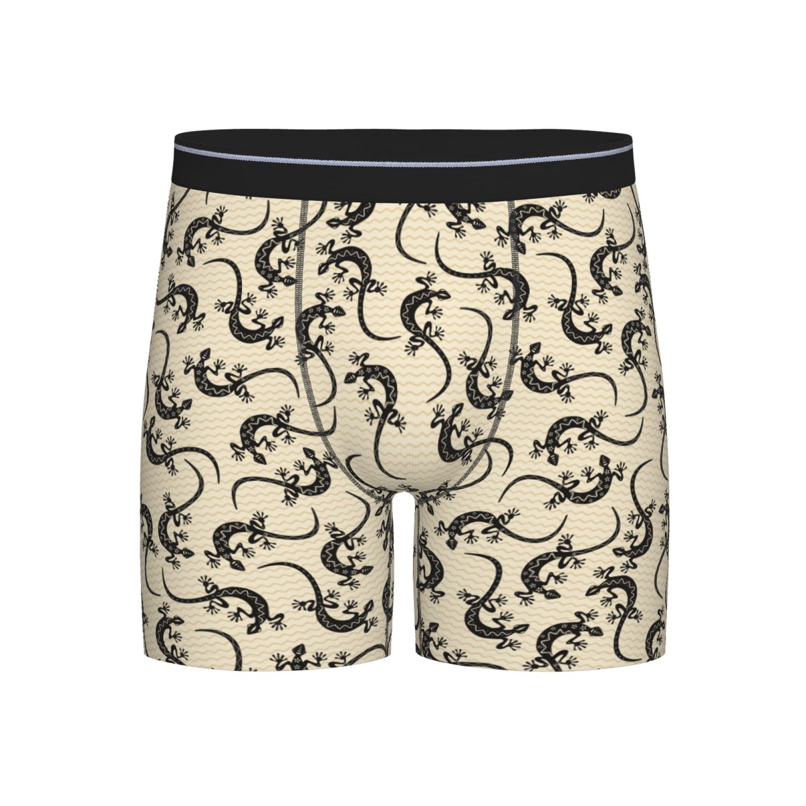 Mens Underwear, Striped Gecko Lizard Black Mens Underwear Boxer Briefs ...