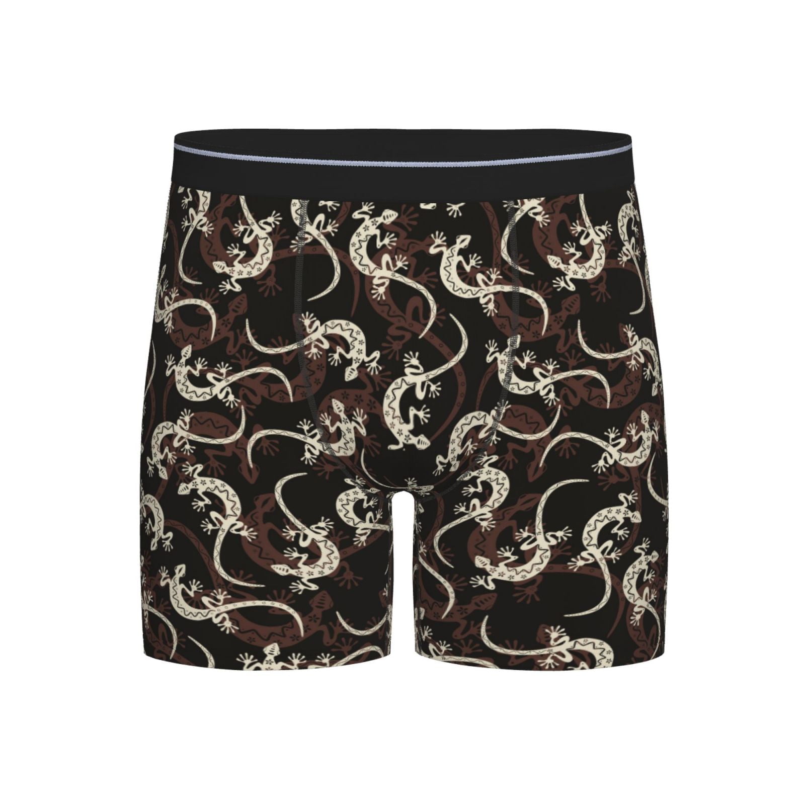 Mens Underwear, Striped Gecko Lizard Brown Mens Underwear Boxer Briefs ...