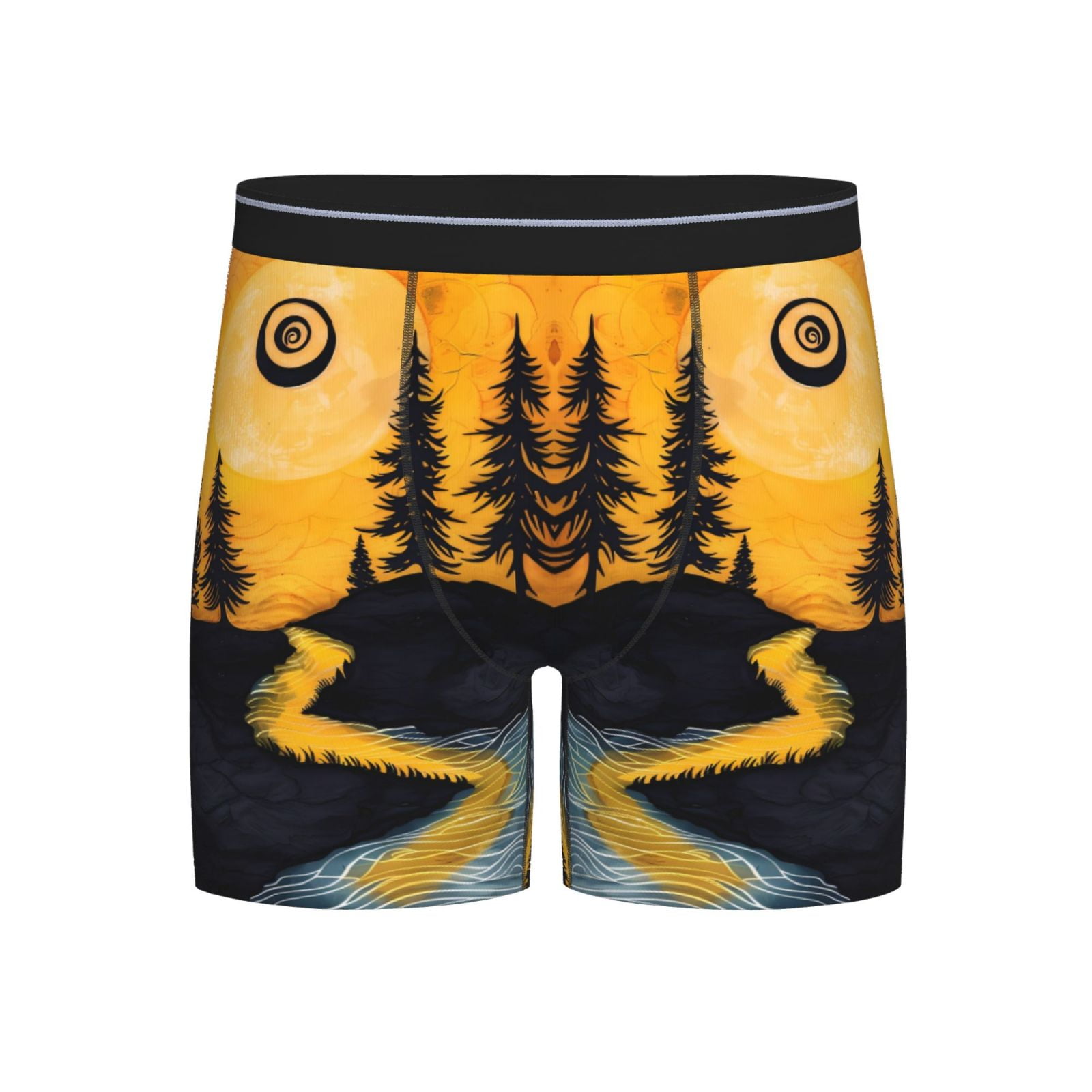 Mens Underwear, Sunset River Pine Trees Mens Underwear Boxer Briefs ...