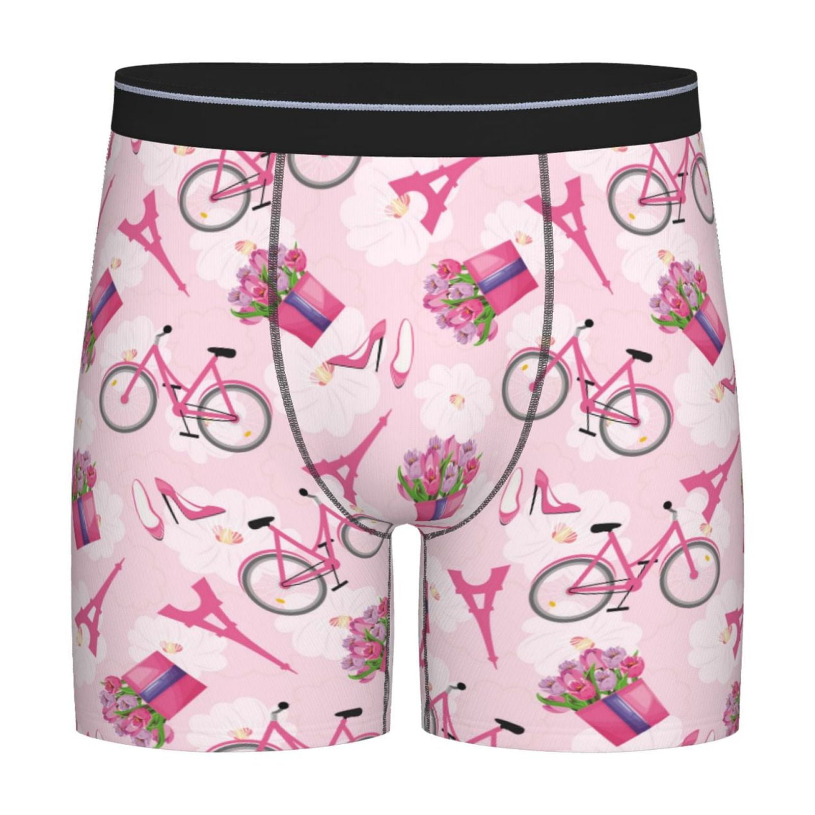 Mens Underwear, Tower Flower Pink Mens Underwear Boxer Briefs, Soft ...