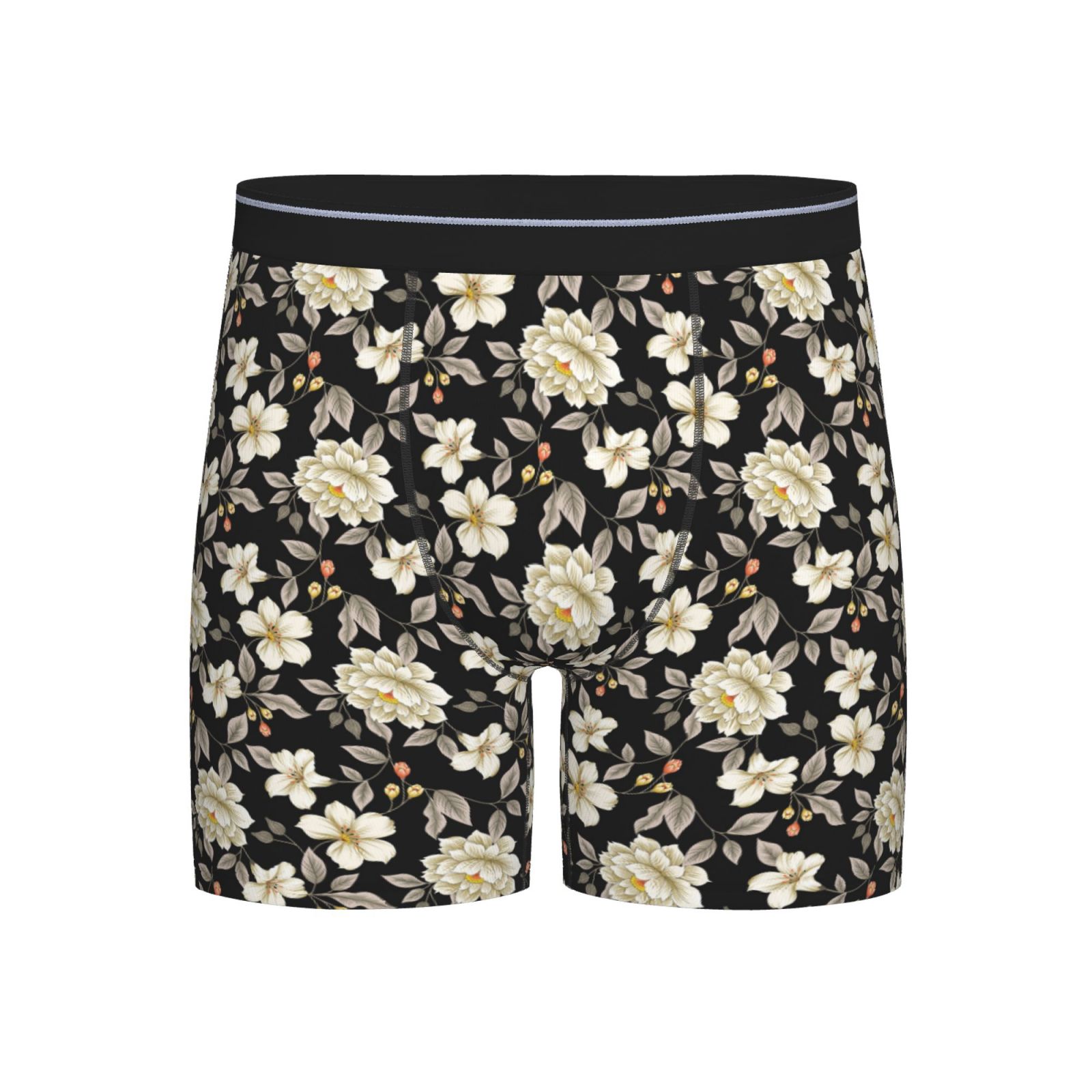 Mens Underwear, White Flower Mens Underwear Boxer Briefs, Soft ...