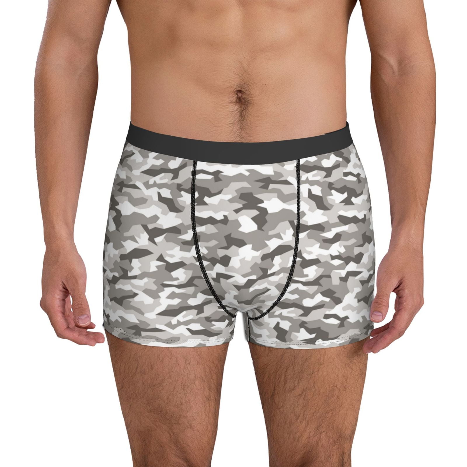 Mens Underwear, White Grey Camouflage Sexy Mens Underwear Boxer Briefs, Breathable Boxer Briefs ...