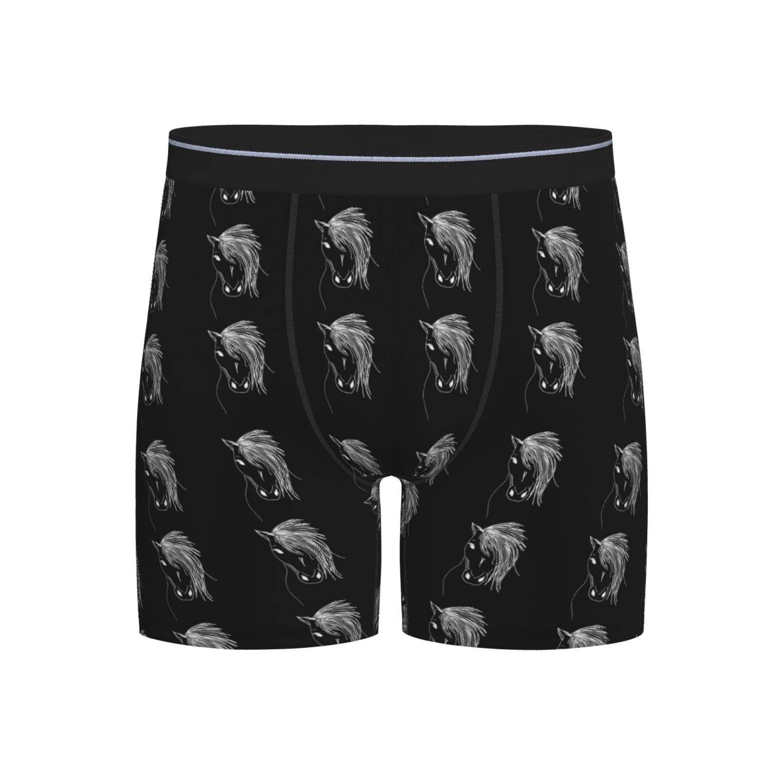 Mens Underwear, White Lines Long Sideburns Horse Mens Underwear Boxer ...