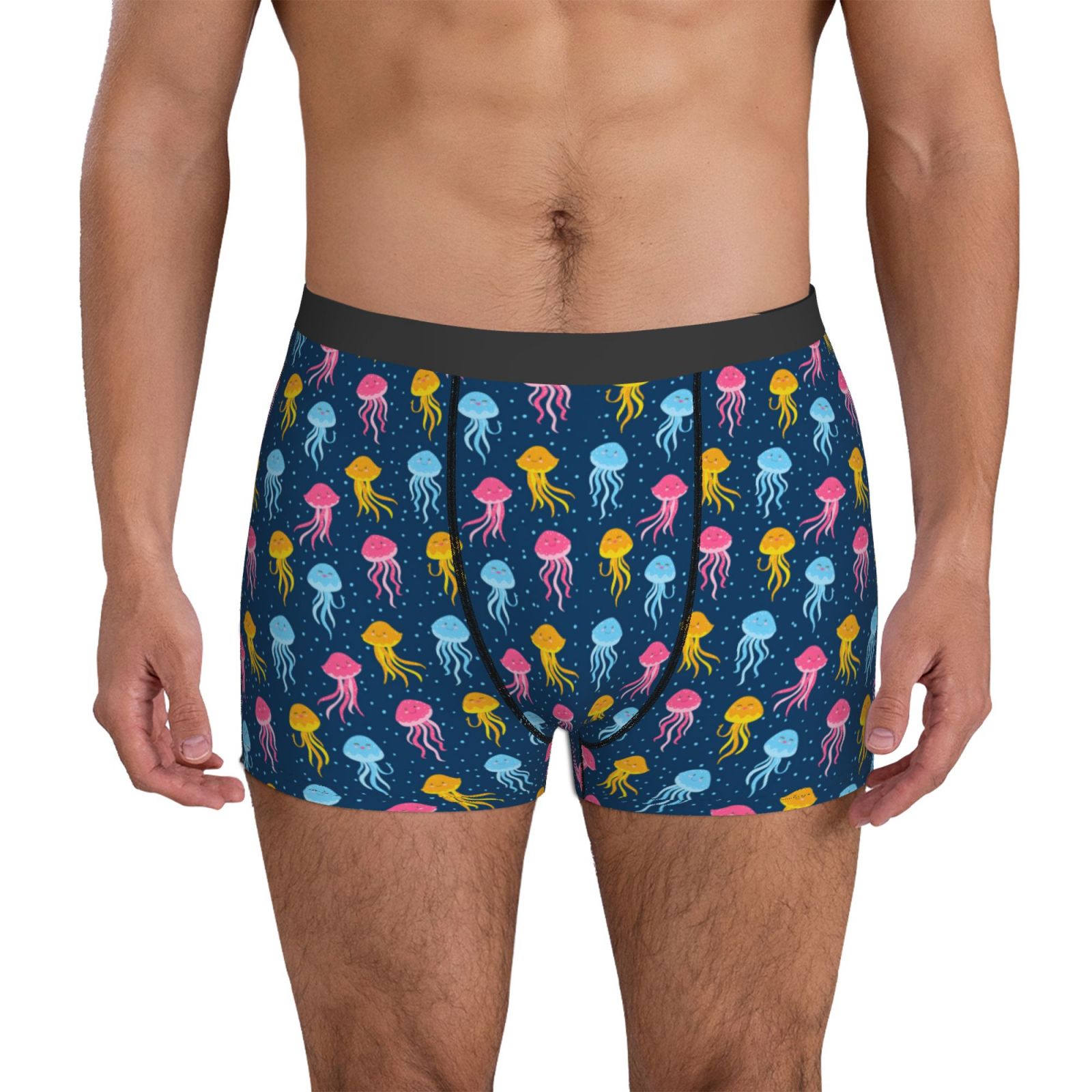 Mens Underwear, Yellow Blue Pink Jellyfish Sexy Mens Underwear Boxer ...