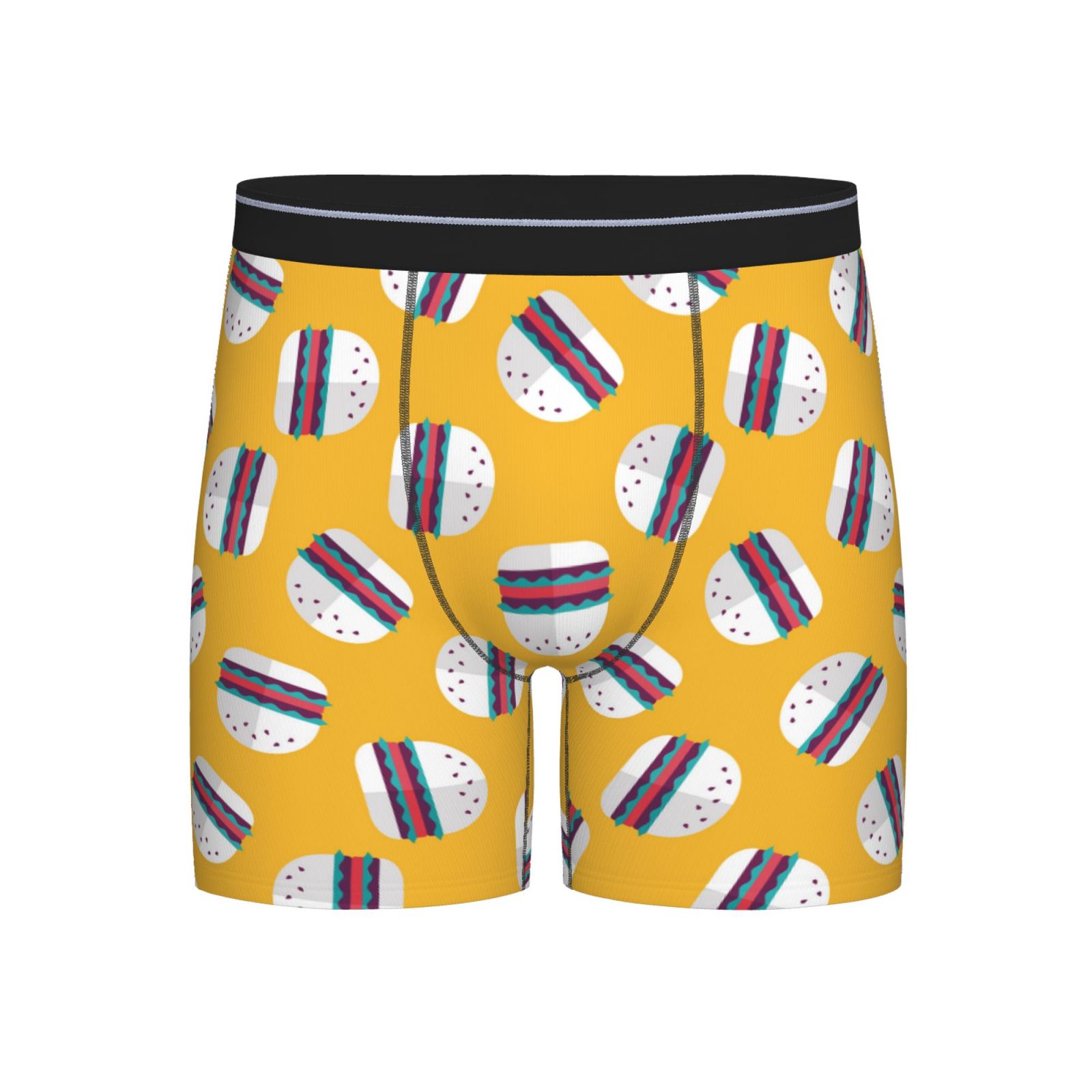 Mens Underwear, Yellow Cute Hamburger Mens Underwear Boxer Briefs, Soft ...