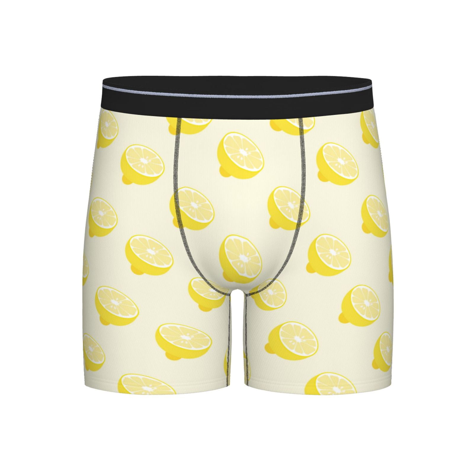 Mens Underwear, Yellow Lemon Slices Mens Underwear Boxer Briefs, Soft ...