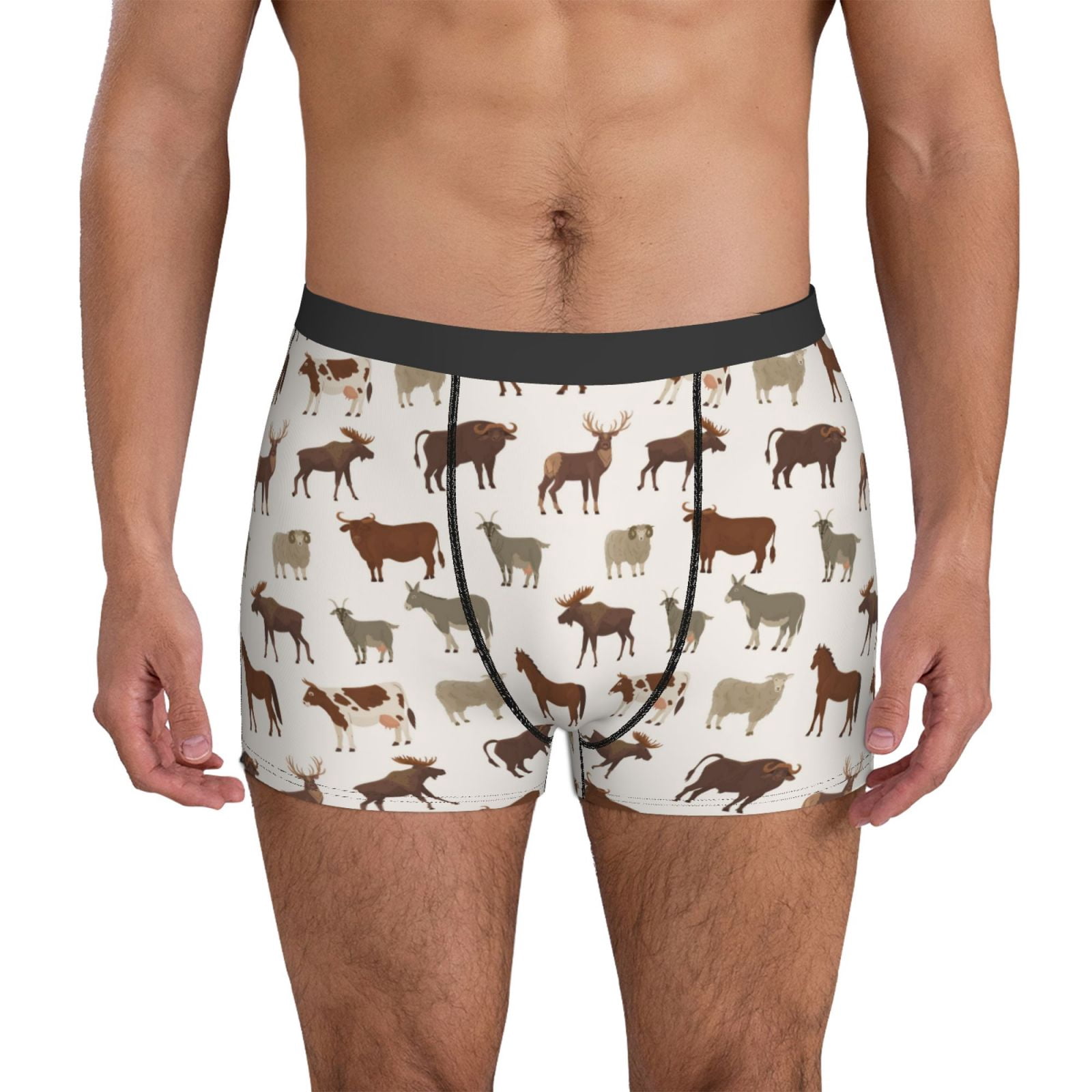Mens Underwear Goat Moose Buffalo Deer Print Breathable Stretch