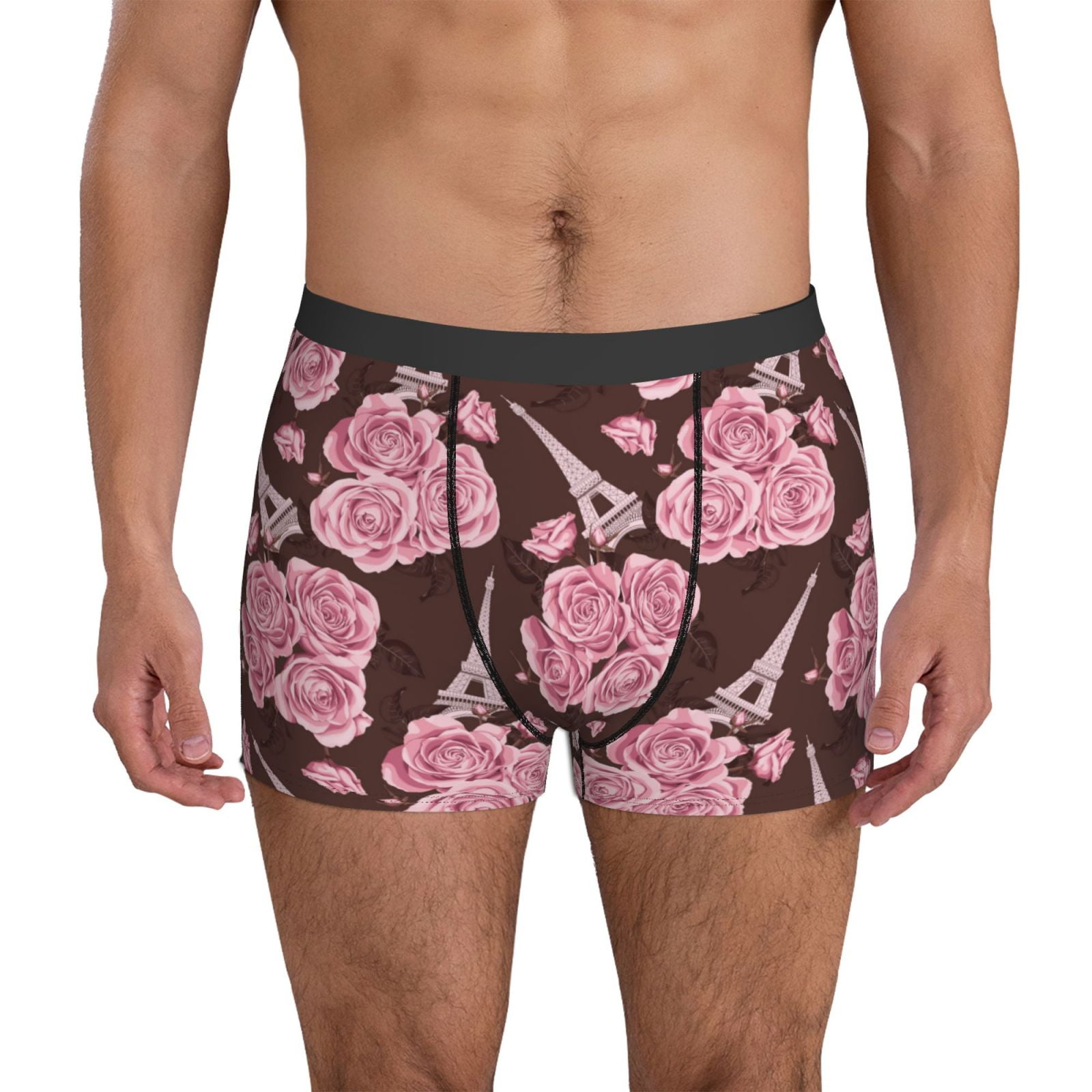 Mens Underwear - pink flower Tower Breathable Stretch Boxers for Men Athletic Mens Boxer Briefs ...