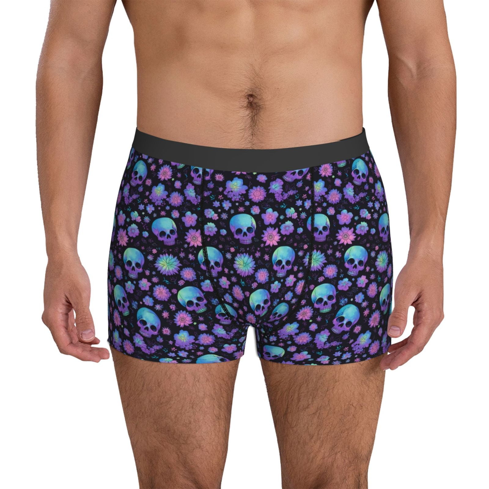 Mens Underwear - purple Skull flower Breathable Stretch Boxers for Men ...