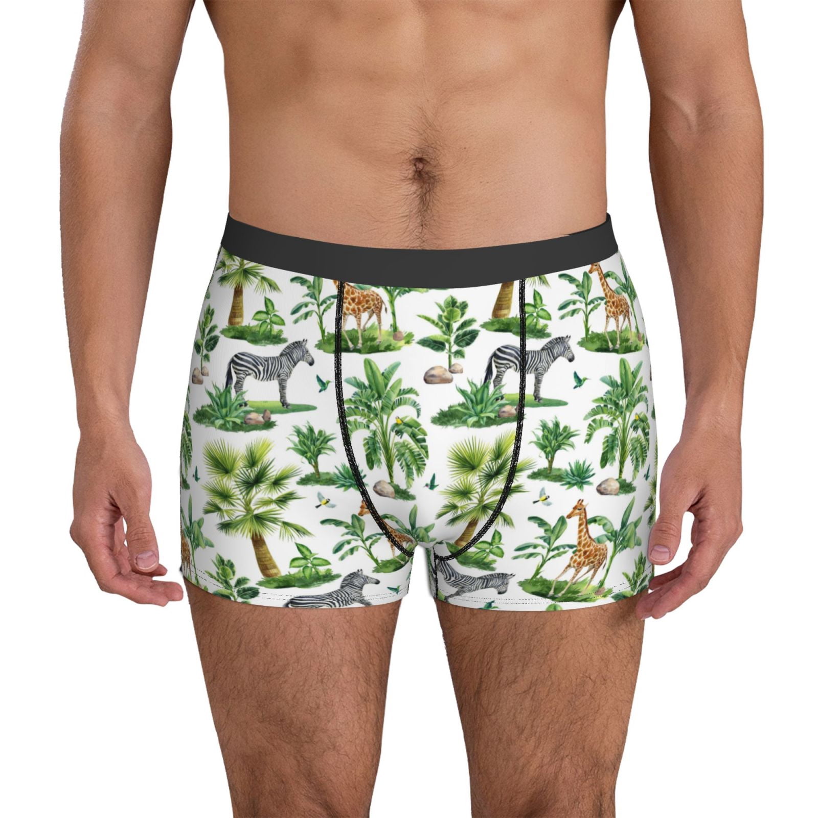 Mens Underwear - zebra Giraffe Tropical palm tree Breathable Stretch ...