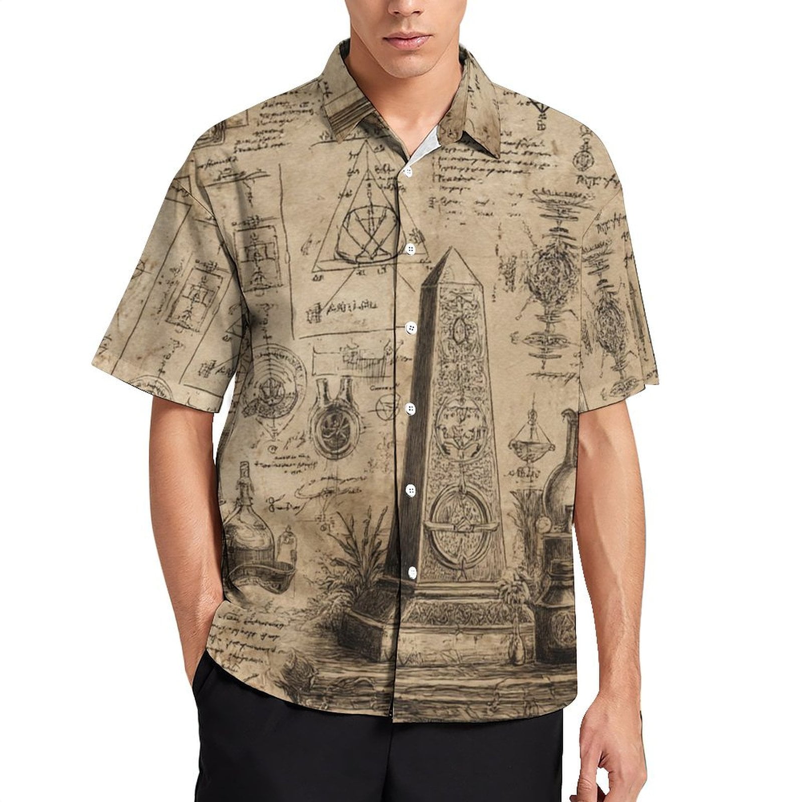 Mens Unique Pattern Ancient Occult Alchemical Drawings Button Up Shirts ...