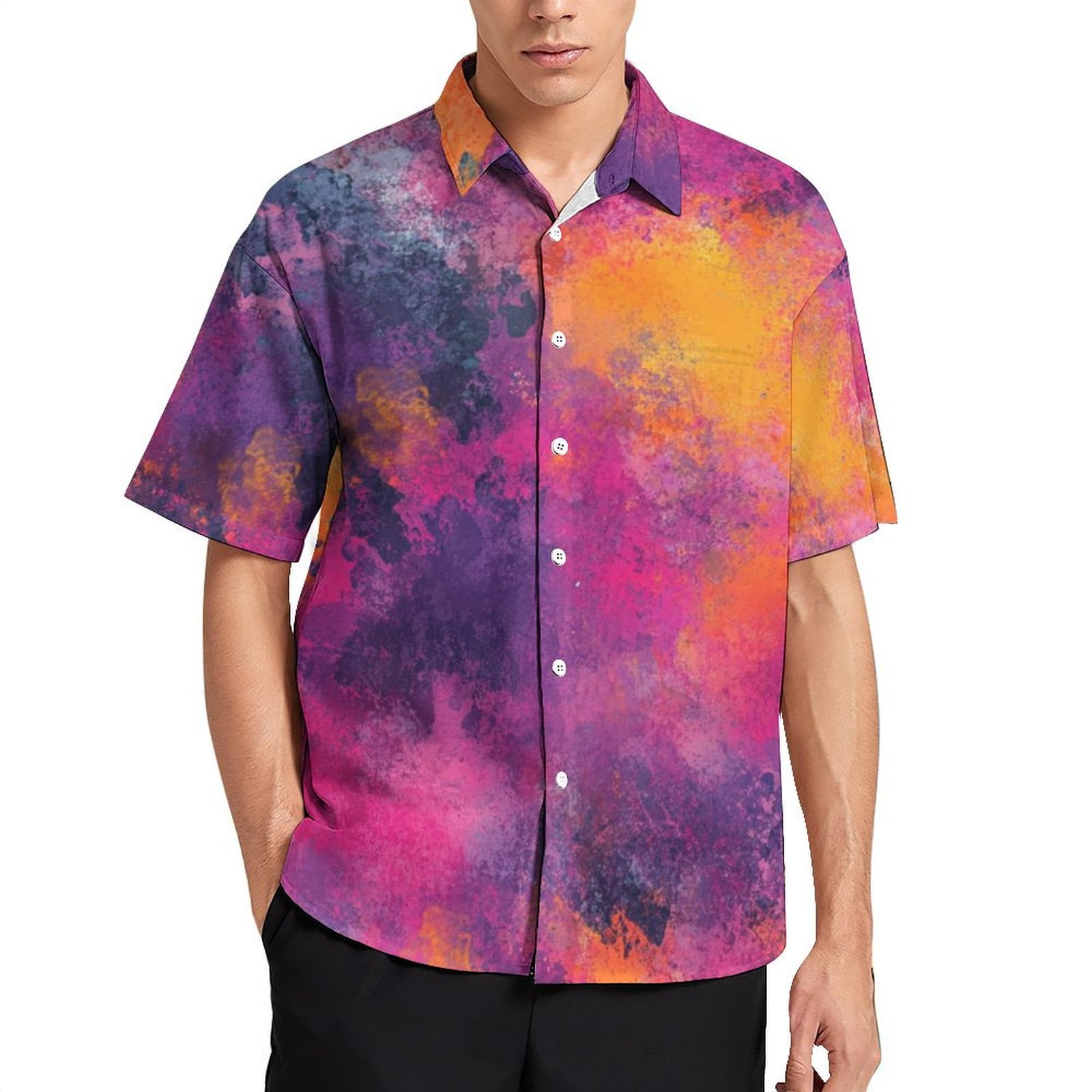 Mens Unique Pattern Colorful Tie Dye Vortex Button Up Shirts Vacation Summer Clothes - Walmart.com