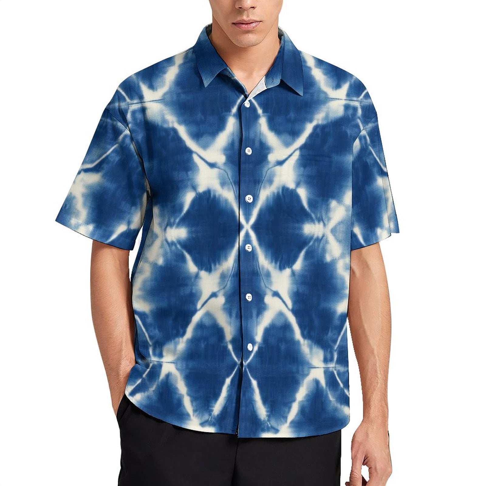 Mens Unique Pattern Colorful Tie Dye Vortex Button Up Shirts Vacation ...