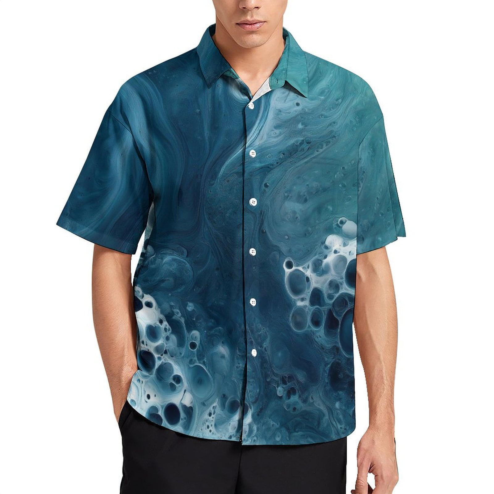 Mens Unique Pattern Marble Texture Button Up Shirts Vacation Summer ...