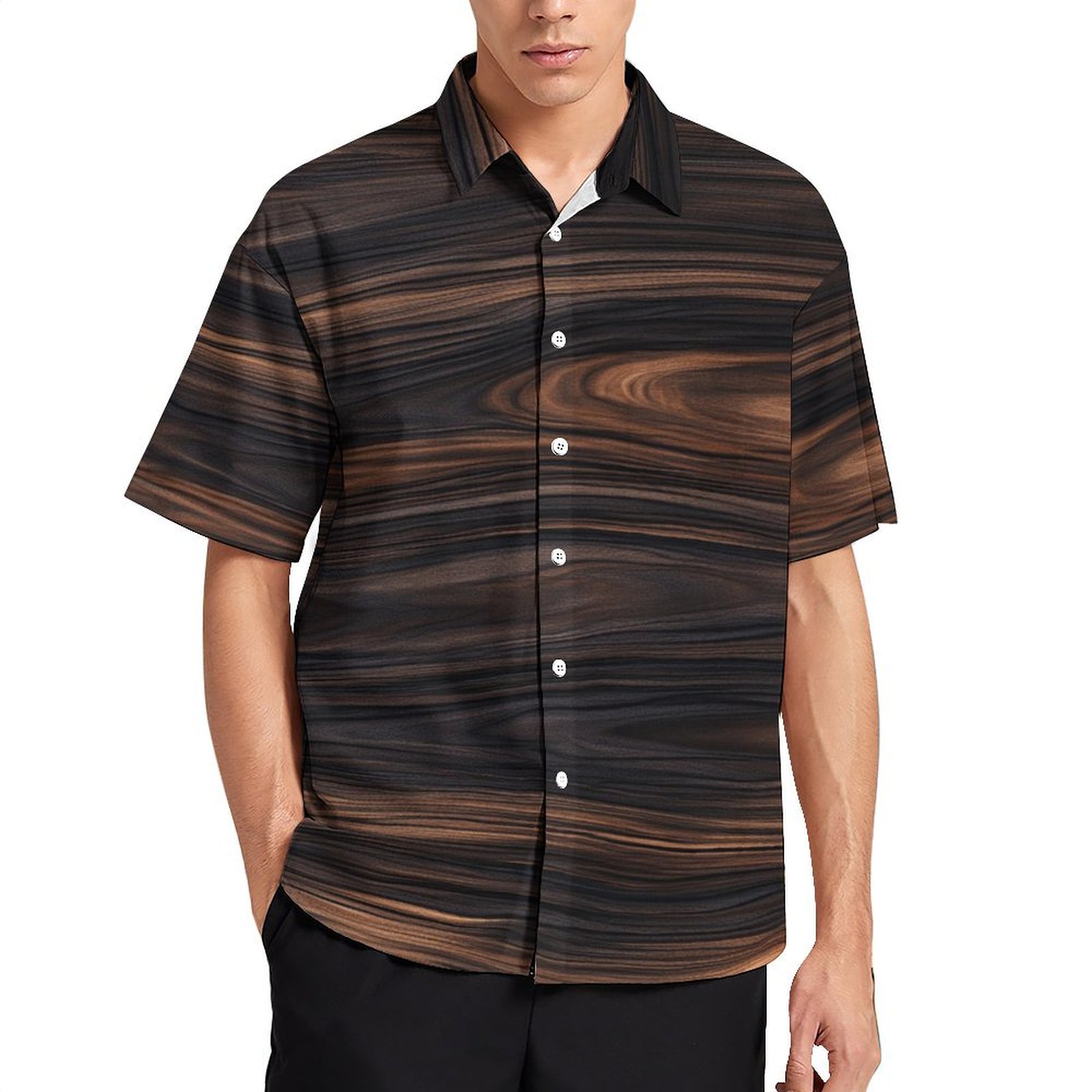 Mens Unique Pattern Wood Grain Texture Button Up Shirts Vacation Summer ...
