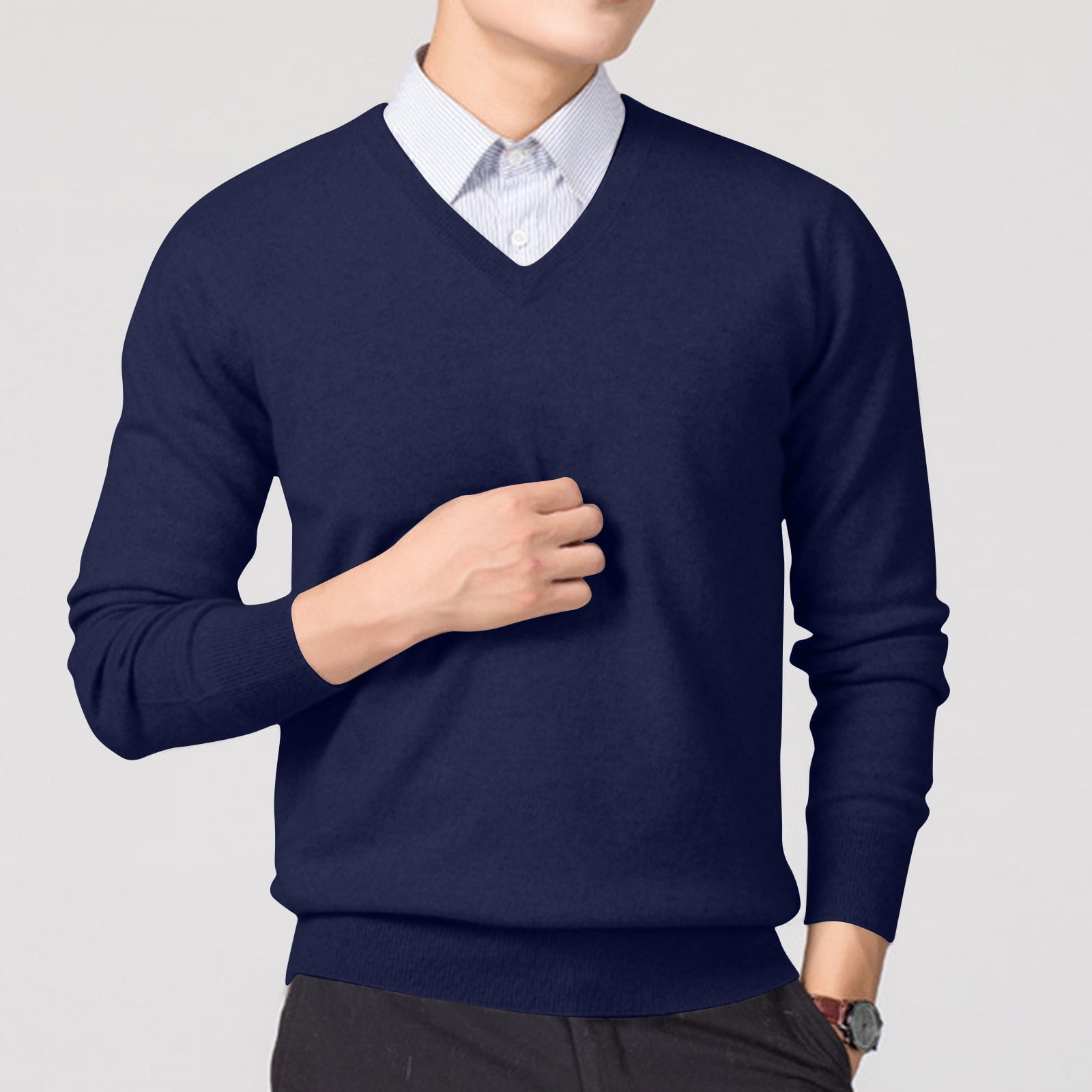 Mens V Neck Sweater, Fall Sweaters for Men Big and Tall Fashion Loose ...