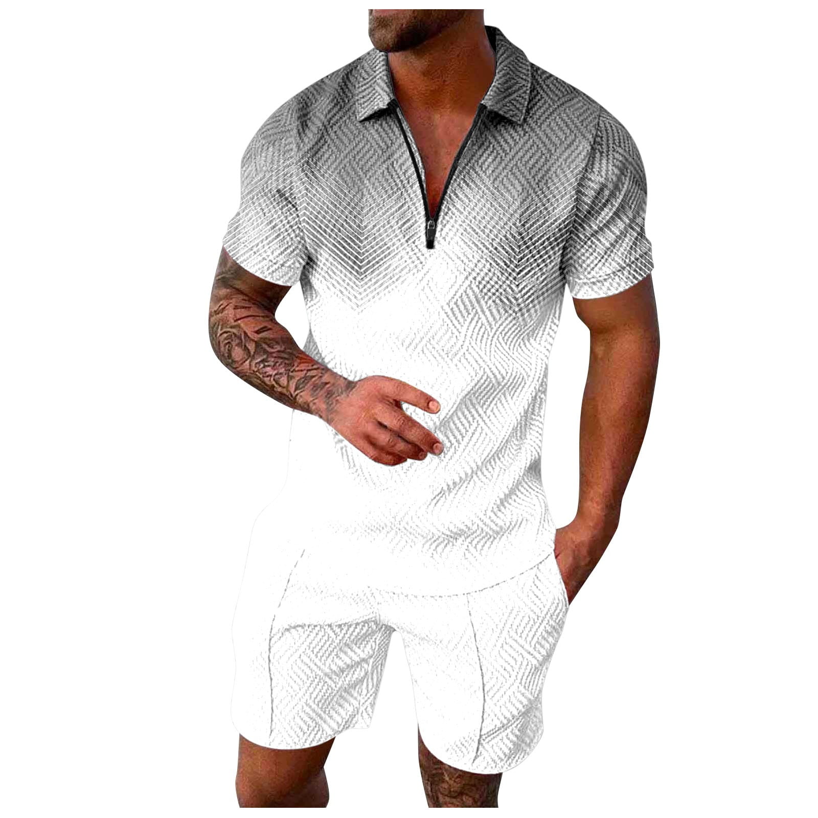 Mens Vacation Outfits Big and Tall Printing Business Casual Set ...