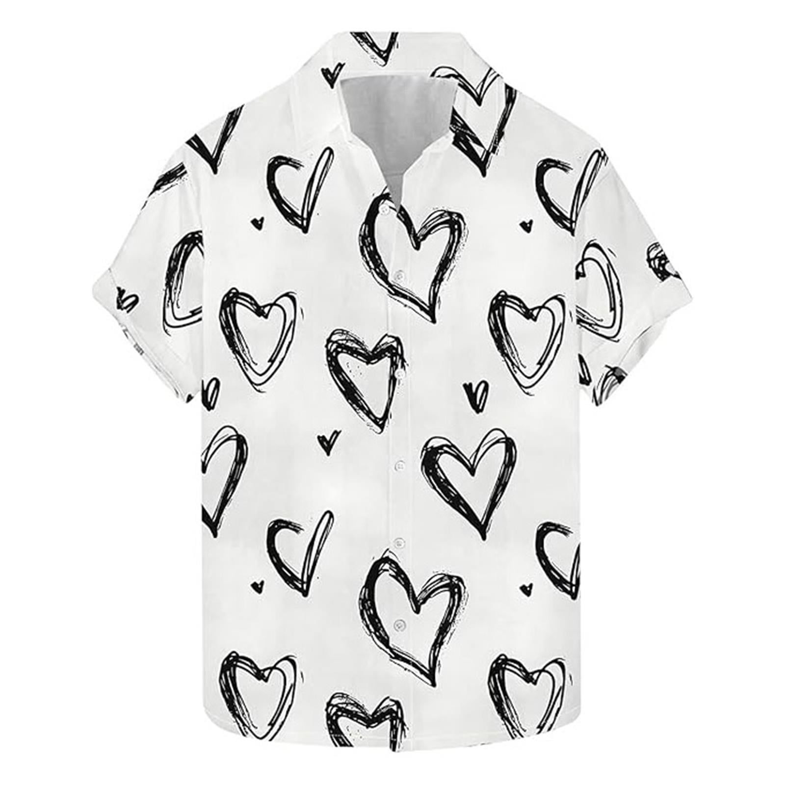 Mens Valentine'S Day Golf Polo Short Sleeve Tropical Button Down Beach ...