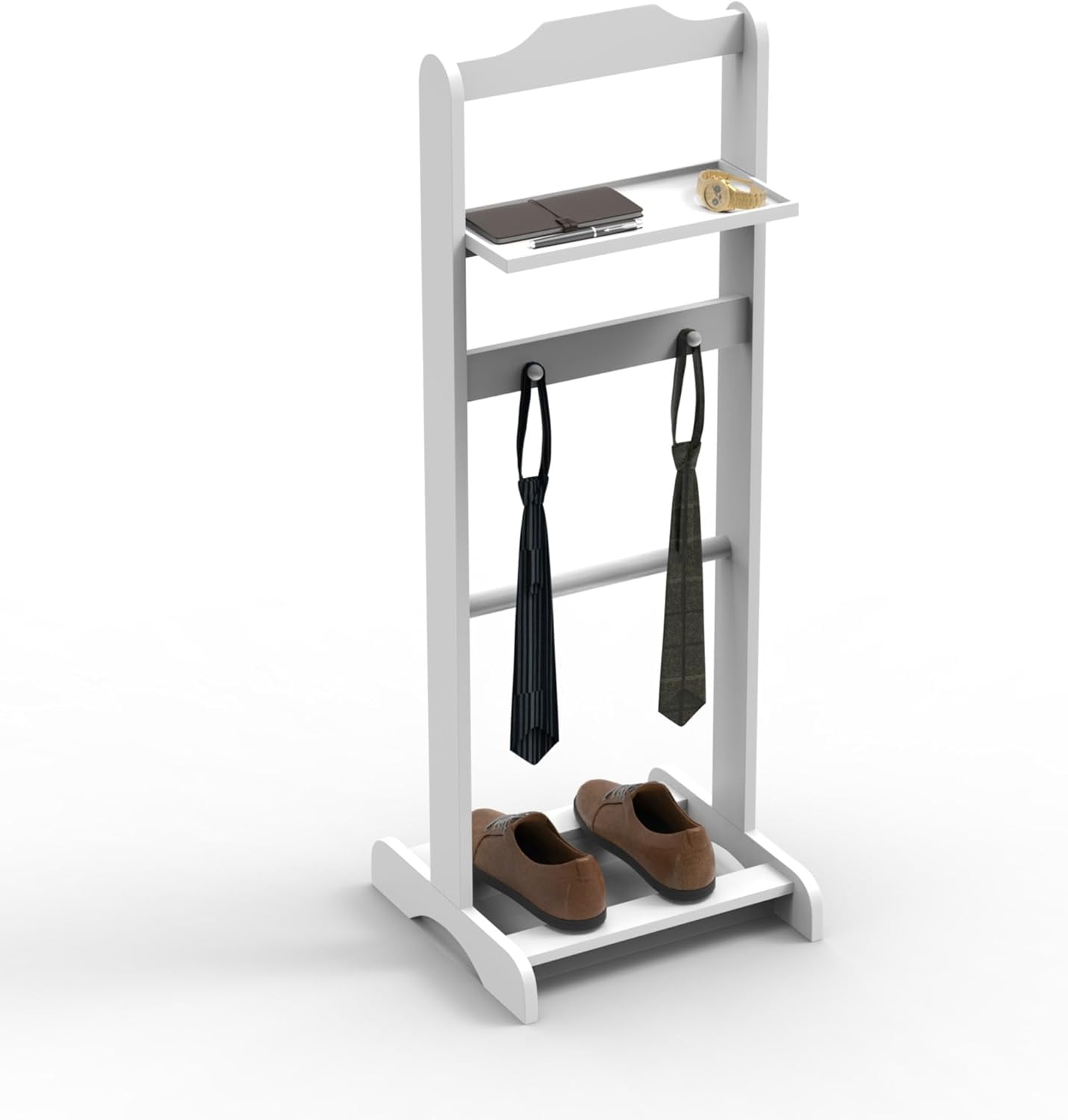 Mens Valet Stand, Wooden Clothes Valet Stand with Tray, Freestanding ...
