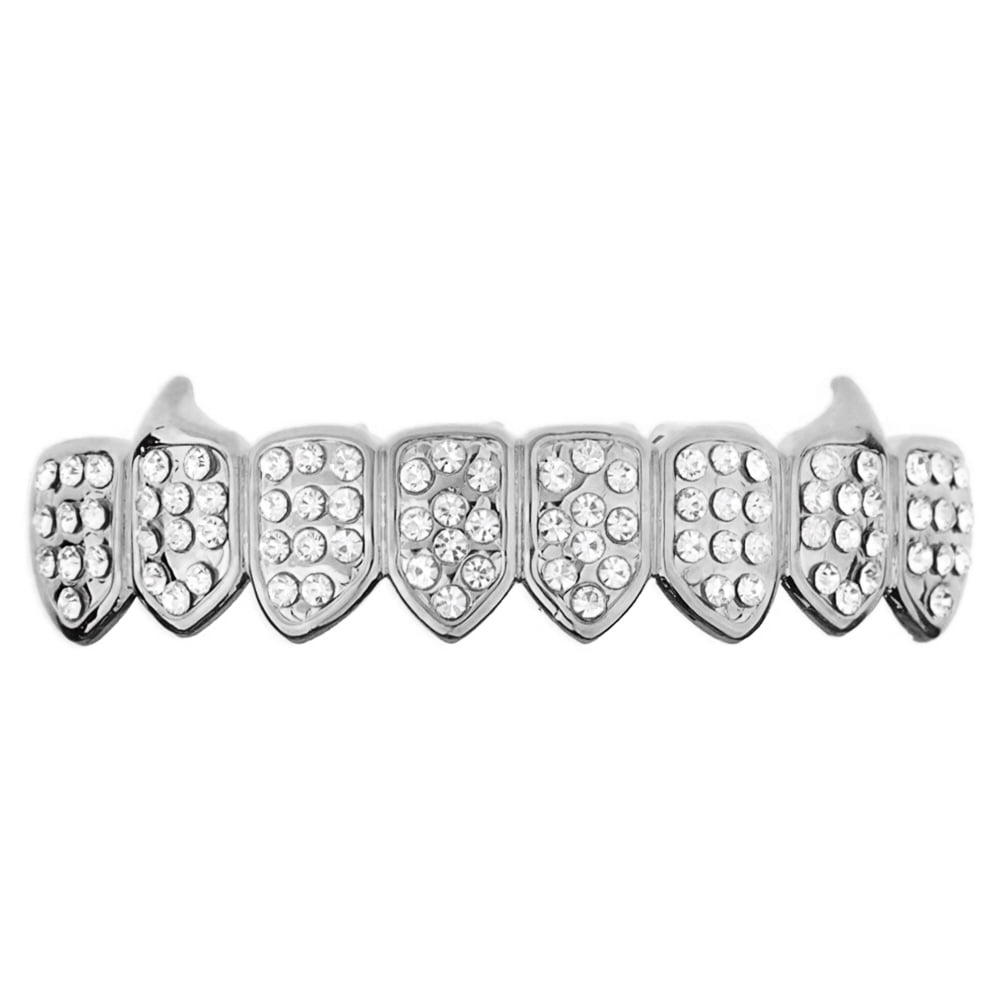 Mens Vampire Teeth Fangs Eight Tooth Fang Best Grillz Bottom 8 Silver ...