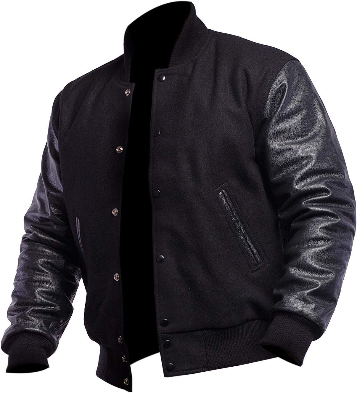 Mens Varsity Letterman Black Bomber Jacket - Walmart.com