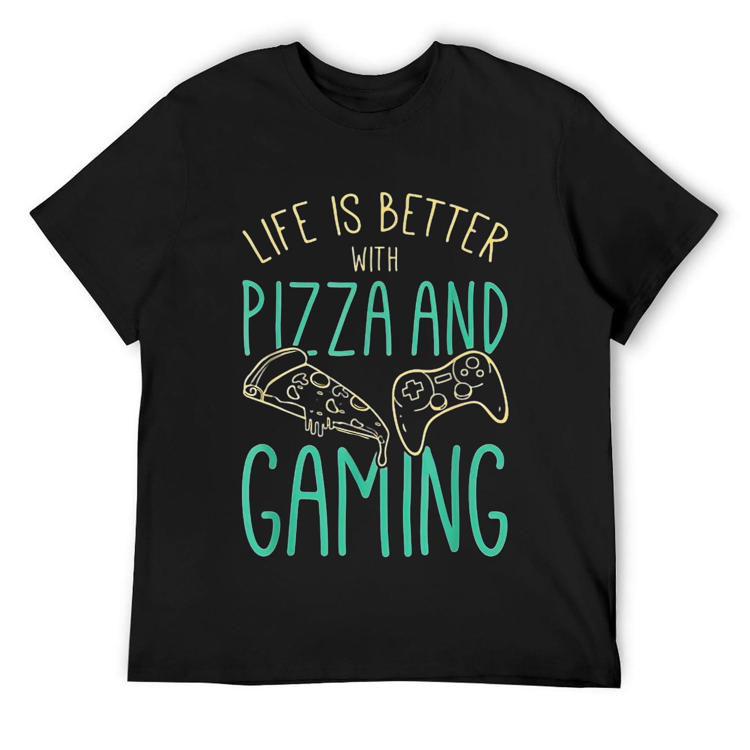 Mens Video Gaming Design for a Gamer Cool Pizza T-Shirt Black - Walmart.com