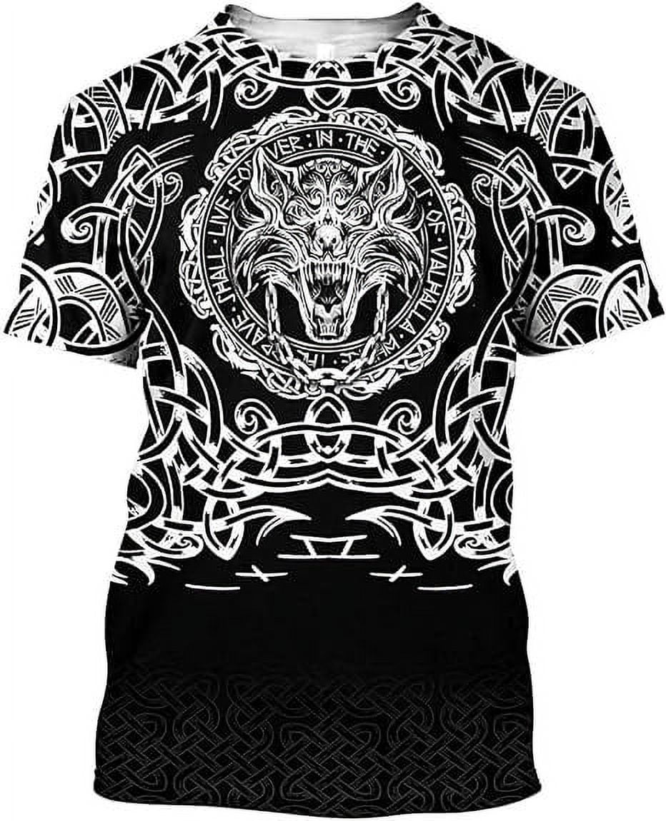 Mens Viking Dragon Fenrir Wolf Celtic Knot Vegvisir Hoodie Norse ...