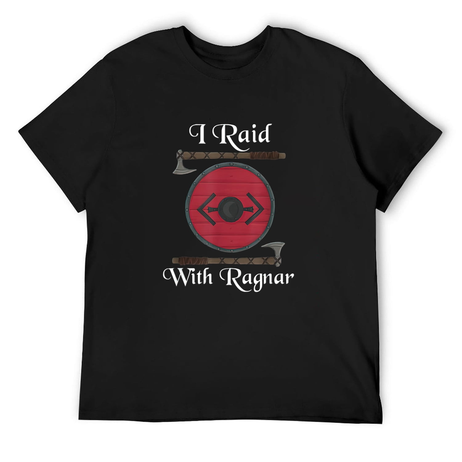 Mens Viking I Raid With Ragnar Shield And Axe T-Shirt Black Medium ...