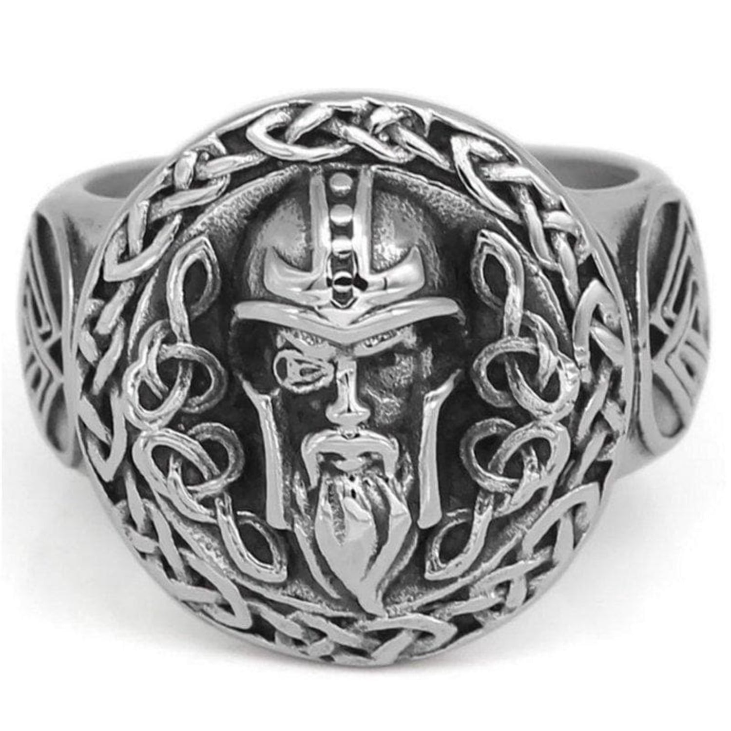 Mens Viking Odin Ring Silver Stainless Steel Norse Knot Valknut Warrior ...
