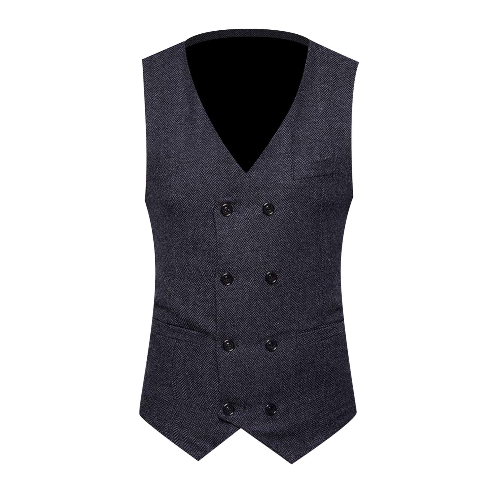 Mens Vintage Double Breasted Pocket Suit Vest - Walmart.com